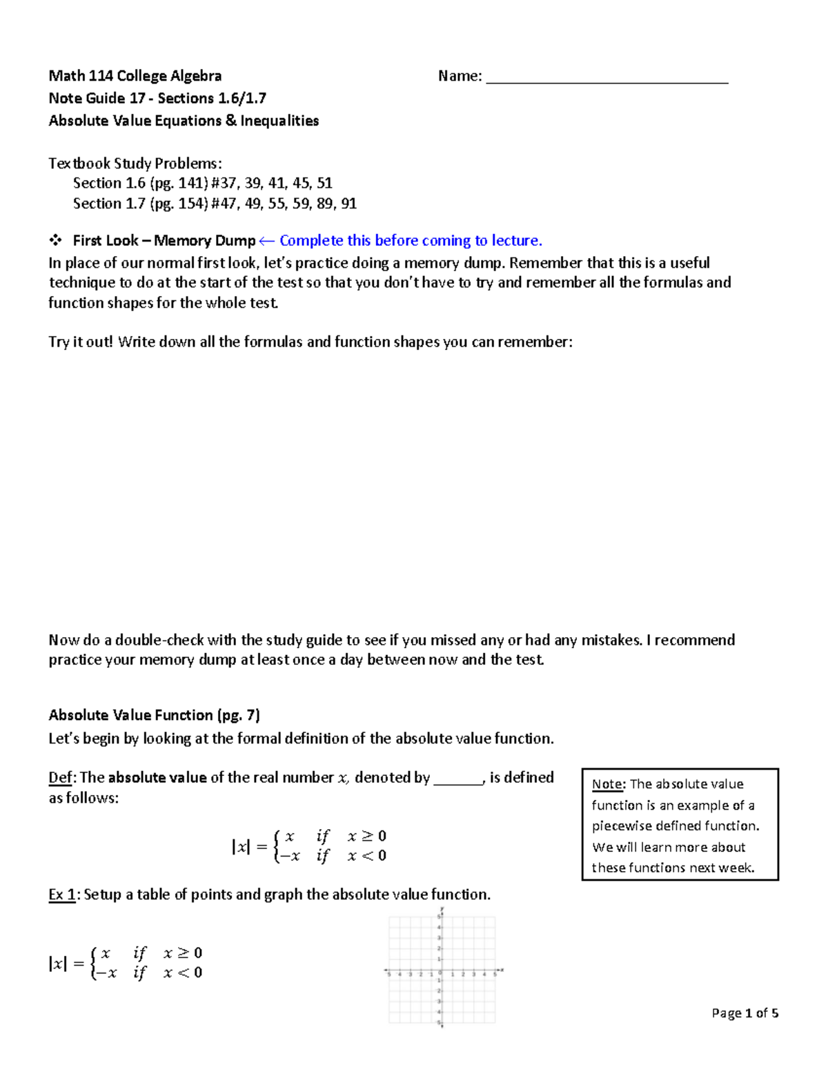 Absolute Value Equations And Inequalities Math 114 College Algebra Absolute Value Equations And Inequalities Math 114 College Algebra
