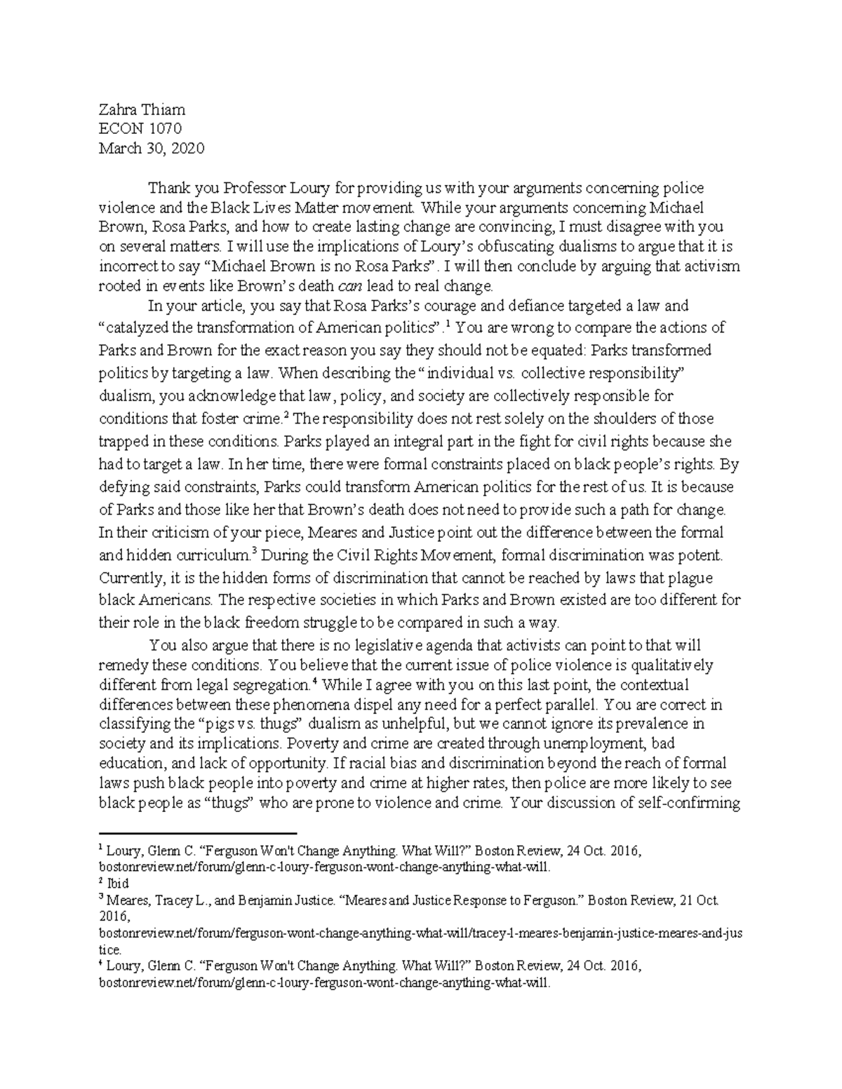 Paper 2 - second writing assignment. Comparing michael brown and rosa ...