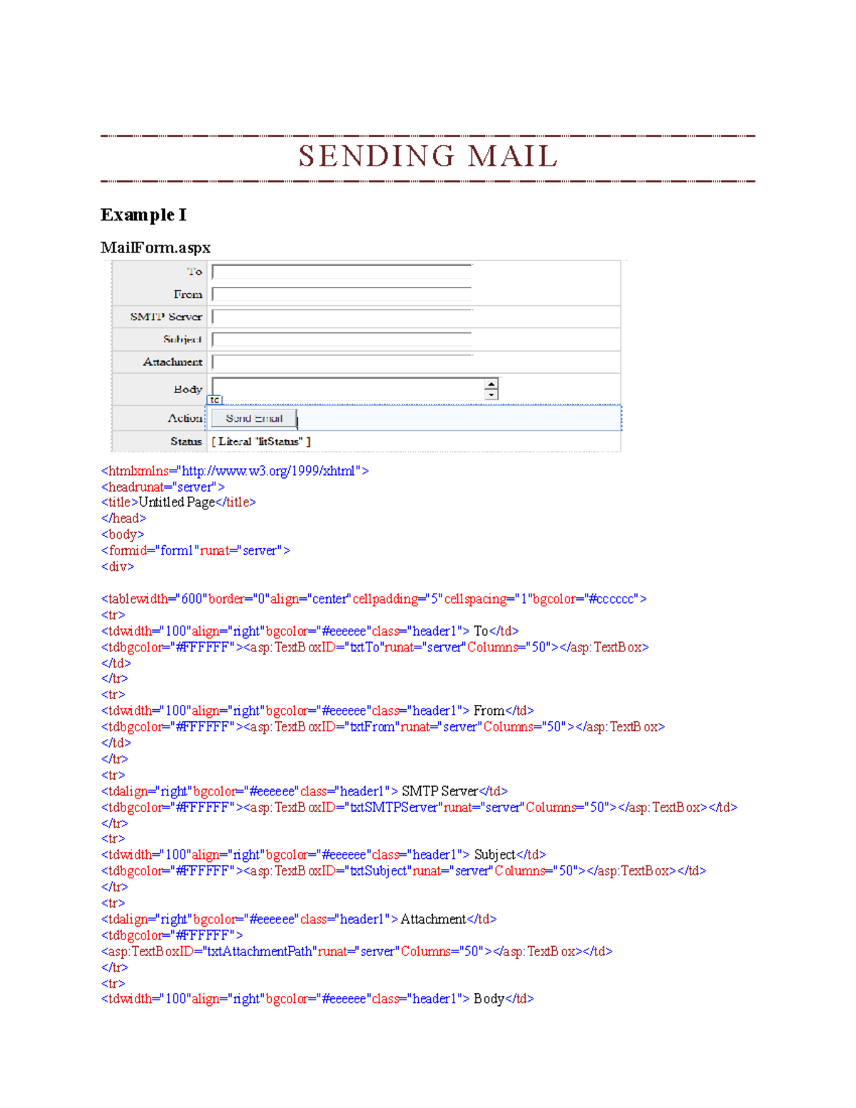 Lesson 13 Sending Mail - SENDING MAIL Example I MailForm - Studocu
