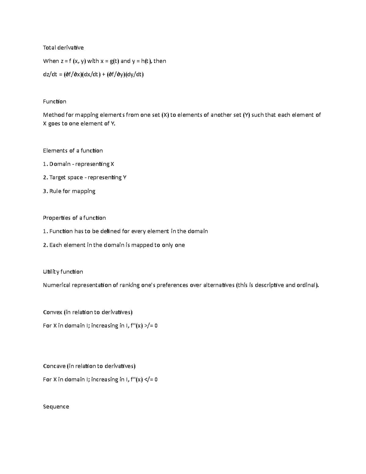 Econ - Lecture notes 1-8 - Total derivative When z = f (x, y) with x ...