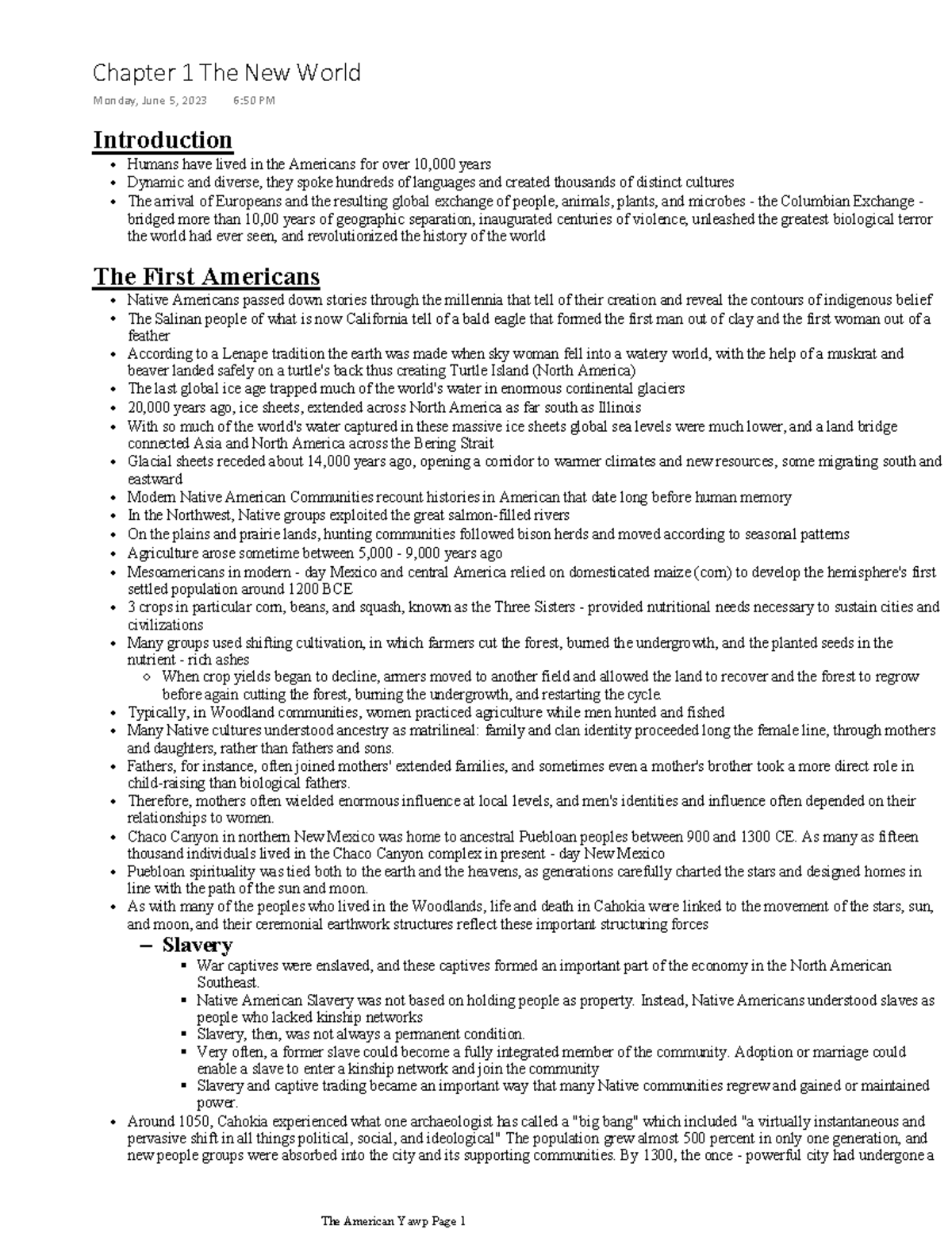 Chapter 1 new world - Introduction Humans have lived in the Americans ...