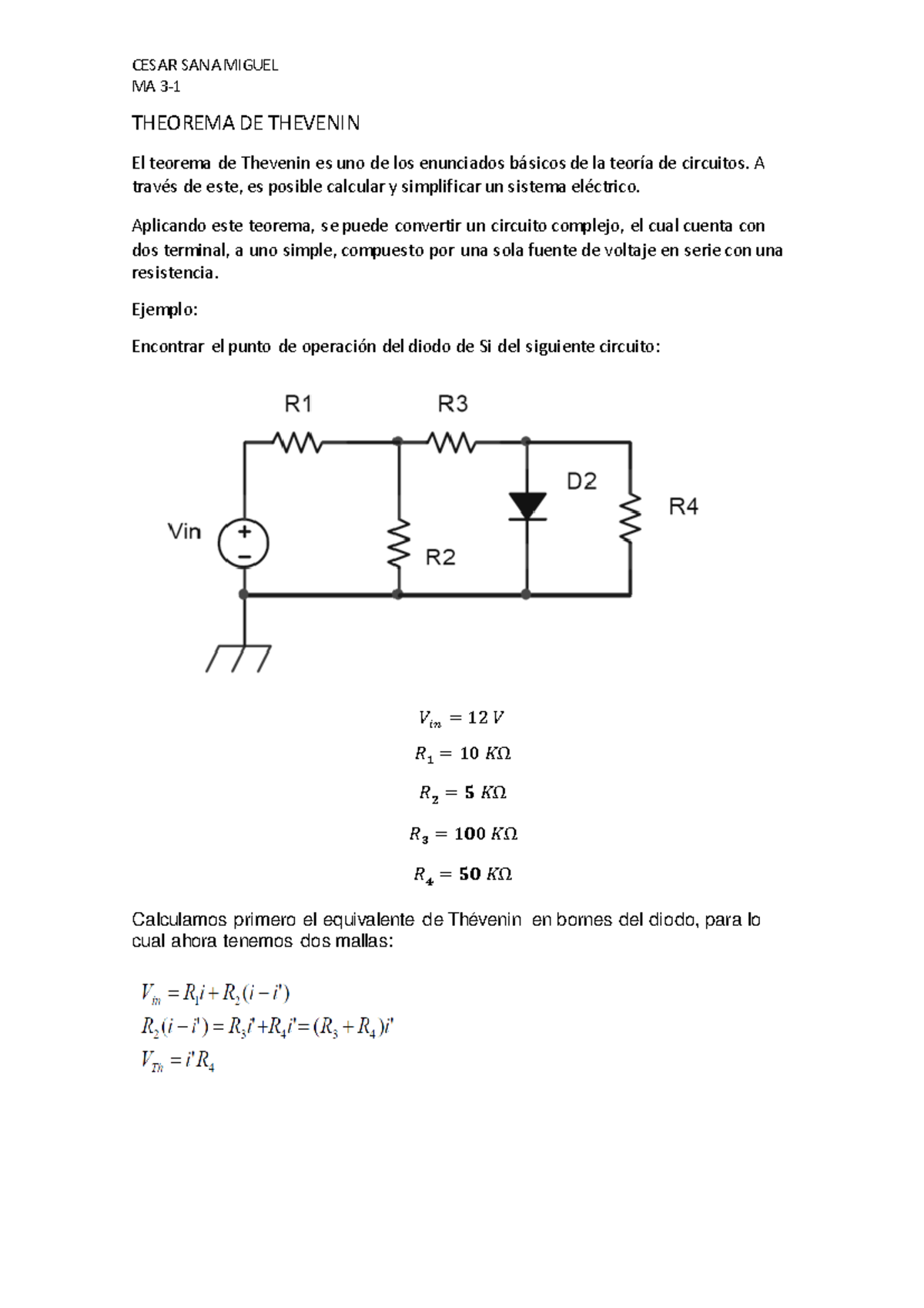 Ejemplo de thevenin san miguel - CESAR SANA MIGUEL MA 3- THEOREMA DE ...