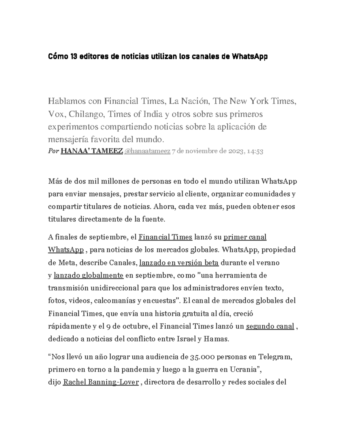 Cómo 13 editores de noticias utilizan los canales de Whats App - Cómo 13 editores de noticias ...