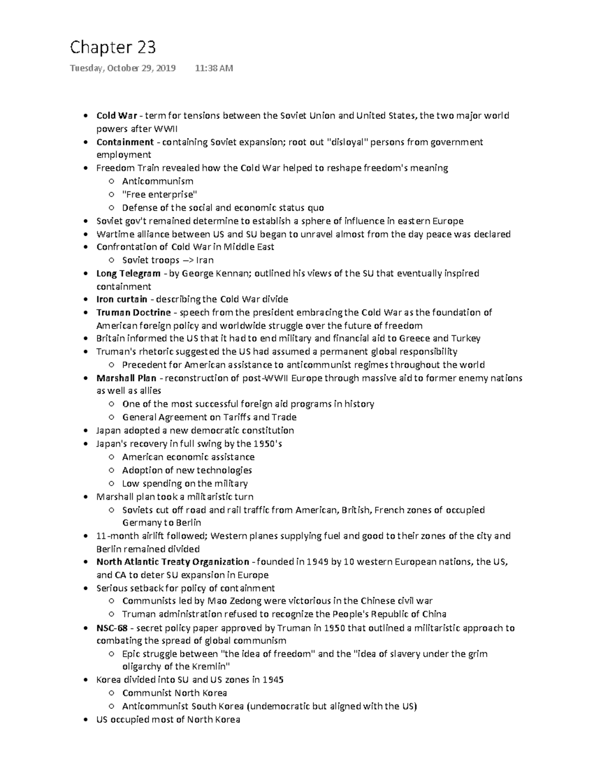 Chapter 23 Notes - ŽůĚ tĂƌͲ - Studocu