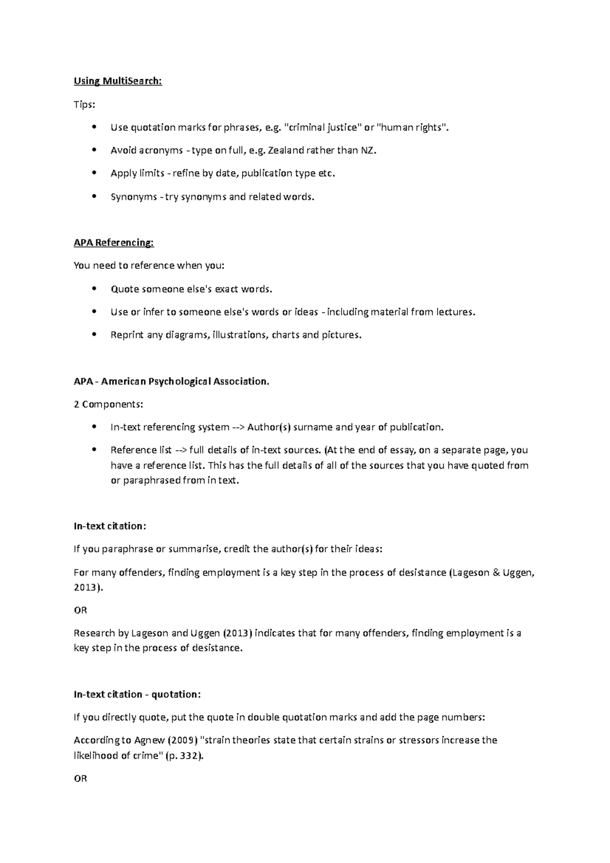 APA 7th Referencing Notes - Using MultiSearch: Tips: Use quotation ...