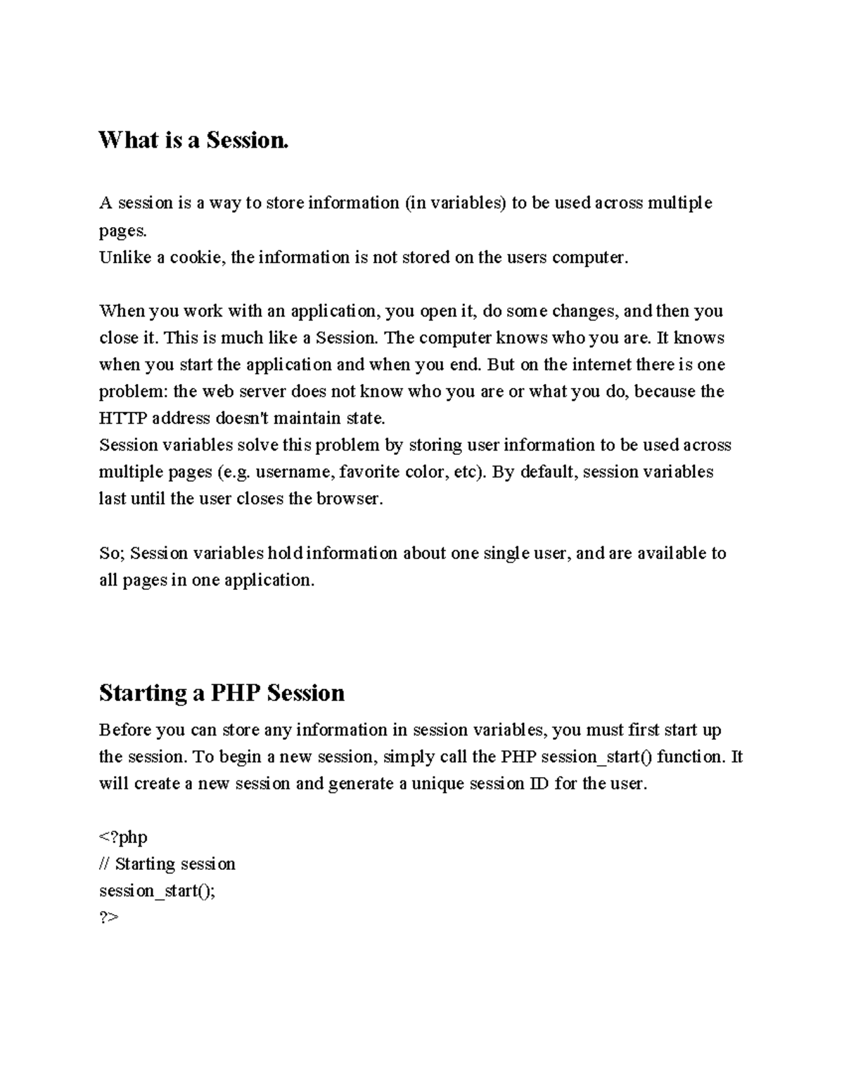 Sessions in PHP - BCA - What is a Session. A session is a way to store ...