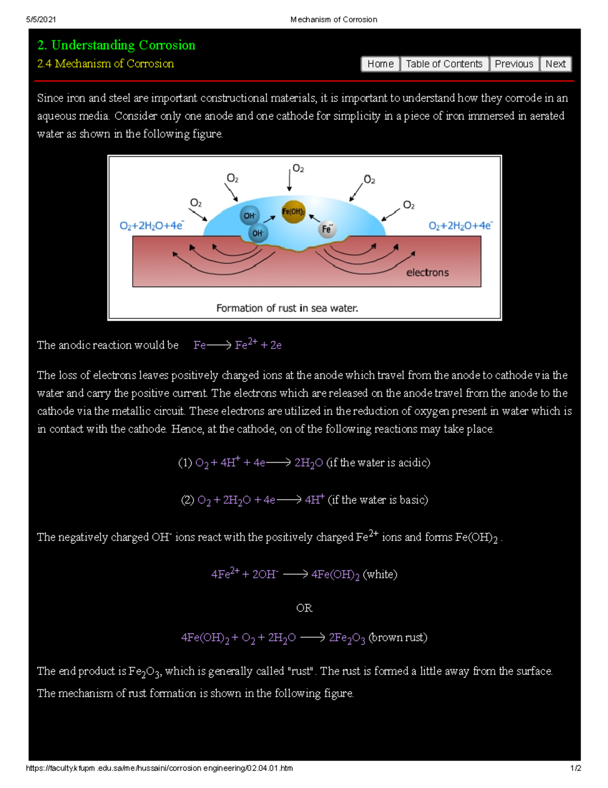 corrosion of mildsteel - 5/5/2021 Mechanism of Corrosion faculty.kfupm ...