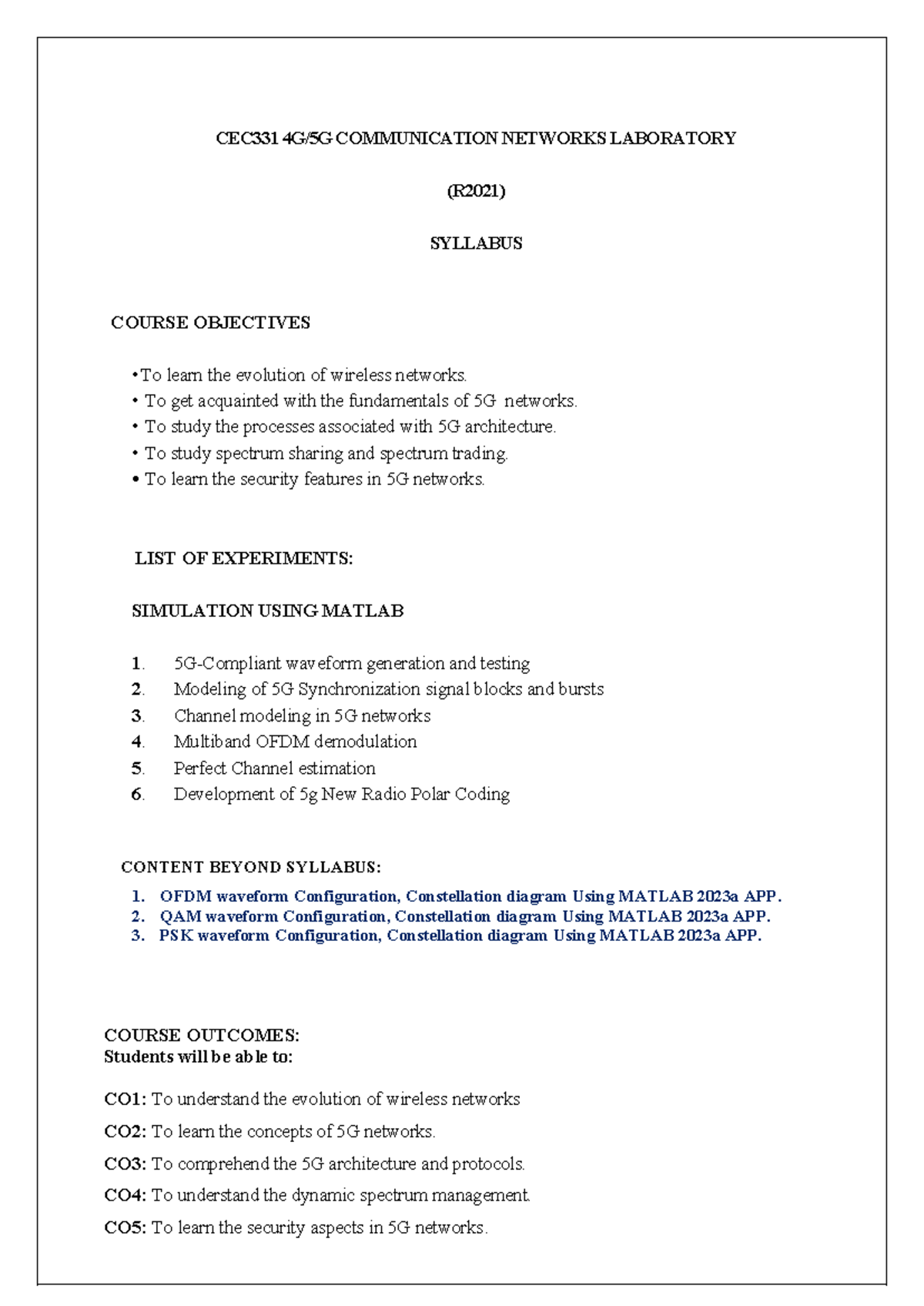 4g &5g technology - CEC331 4G/5G COMMUNICATION NETWORKS LABORATORY ...