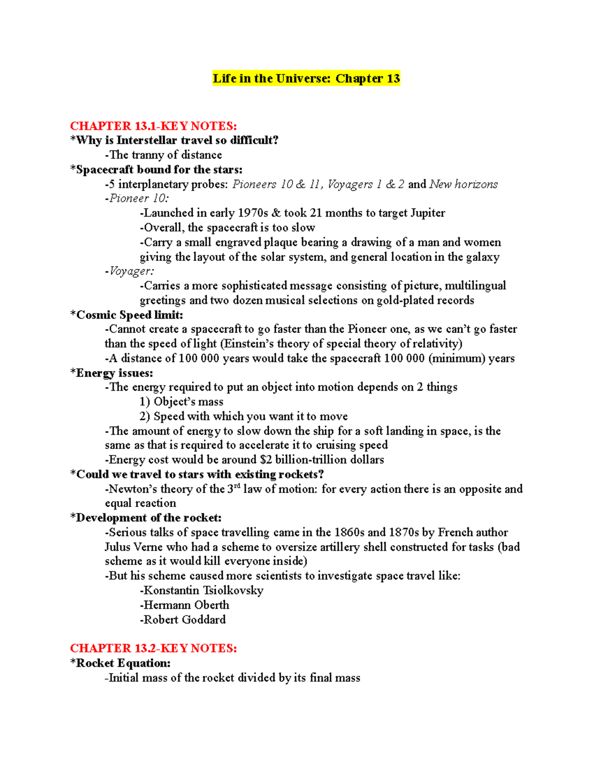 Life in the Universe-chapter 13 notes - Life in the Universe: Chapter ...