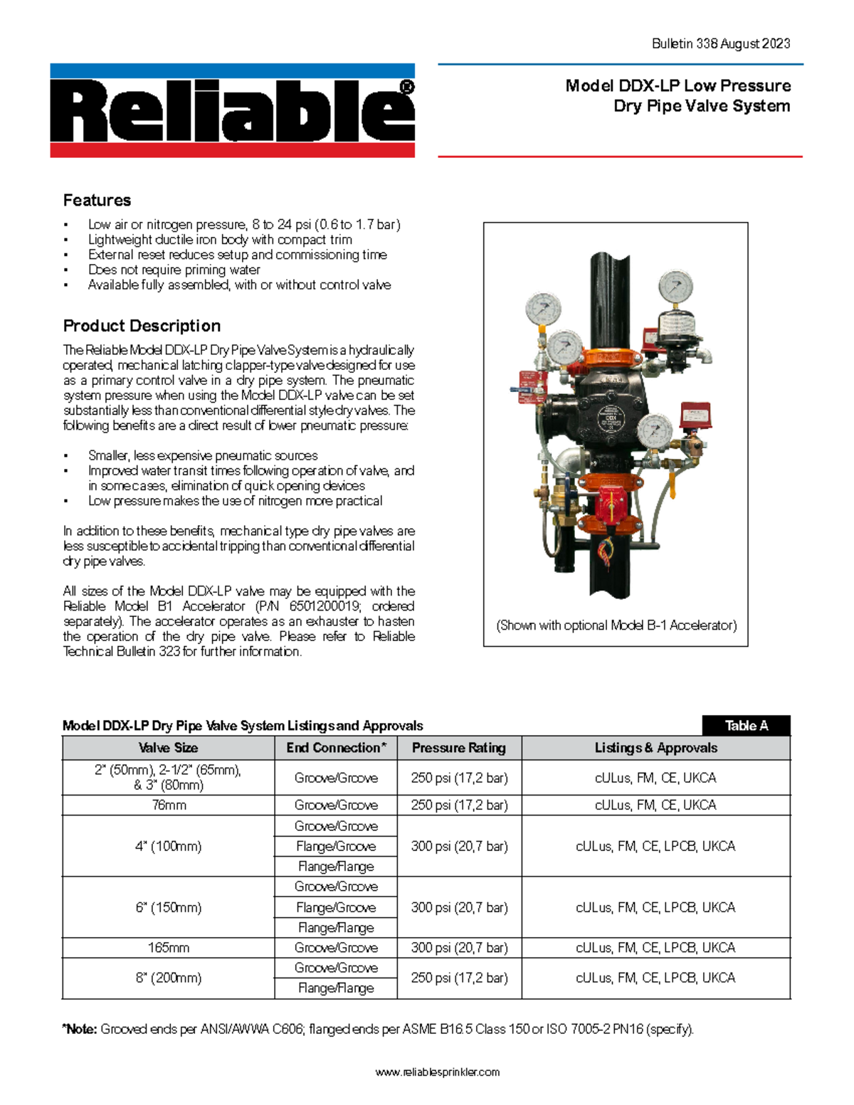 Dry Valve - Submittal for the product - Features Low air or nitrogen ...