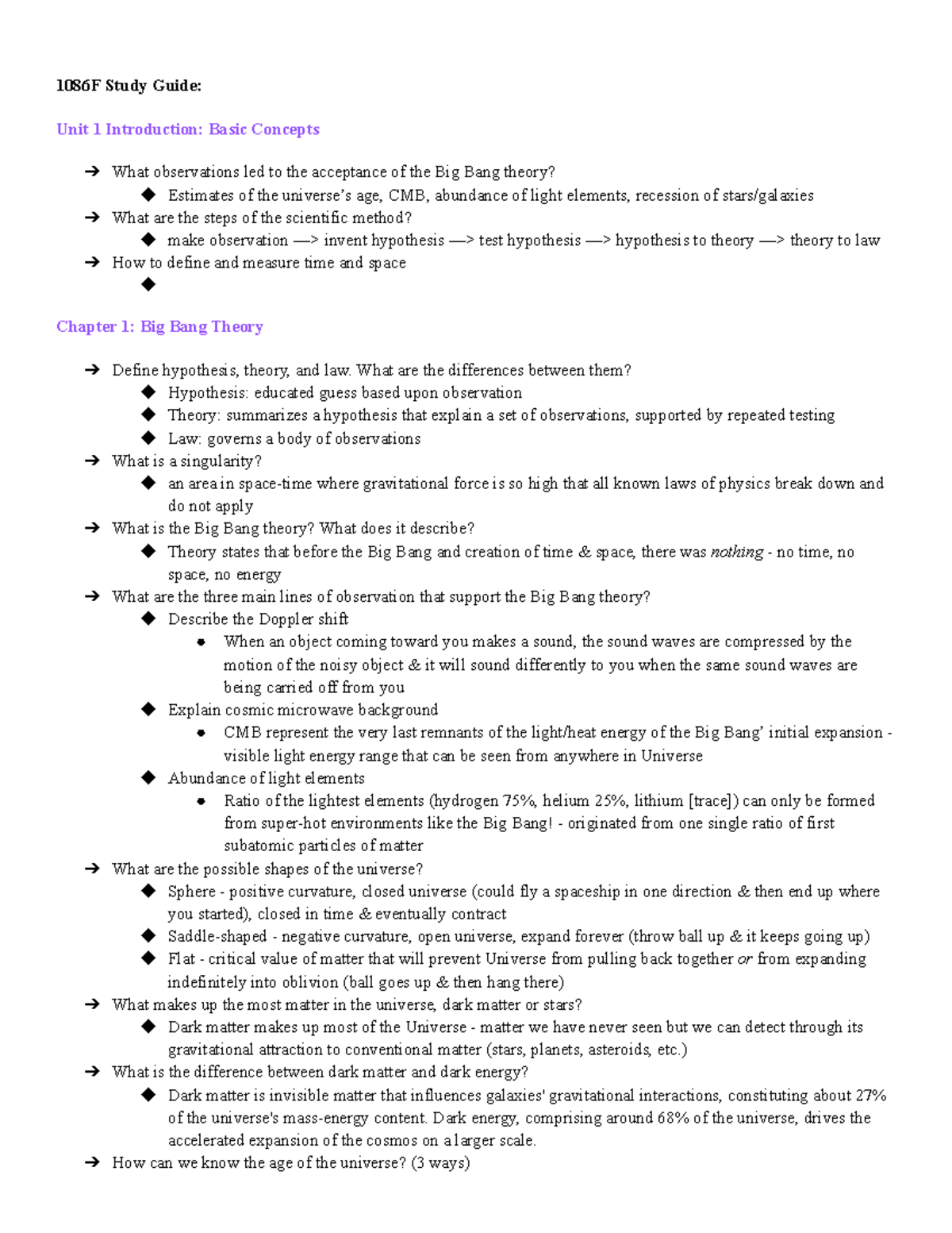 1086F Study Guide - Midterm - 1086F Study Guide: Unit 1 Introduction: Basic Concepts What - Studocu