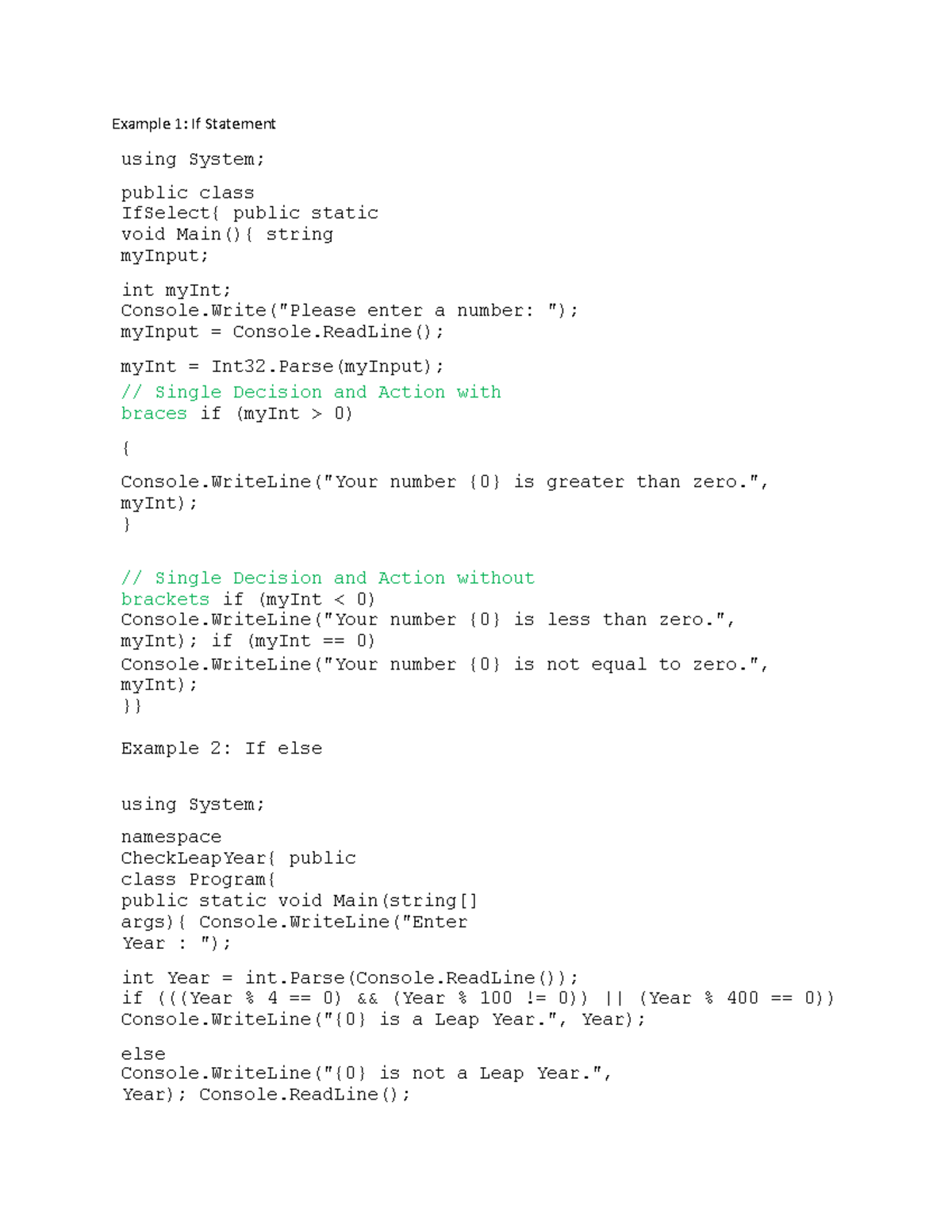 Control Structures Examples - Example 1: If Statement using System ...