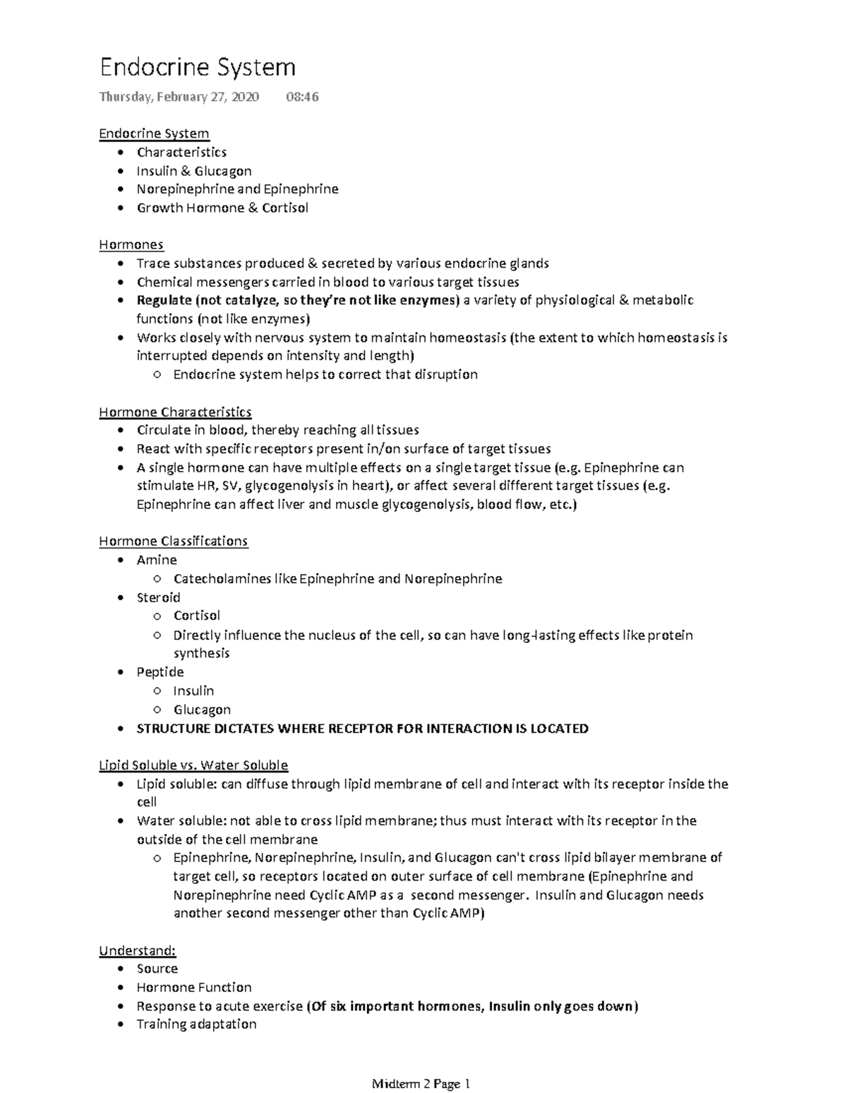 Endocrine System - Lecture notes 15 - Warning: TT: undefined function ...