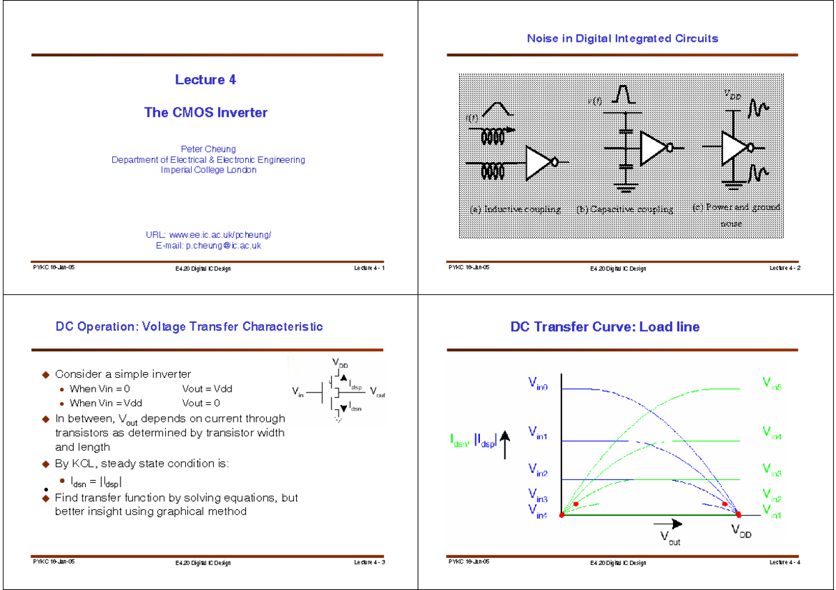 4-CMOS Inverter - PYKC 18-Jan-05 E4 Digital IC Design Lecture 4 - 1 ...