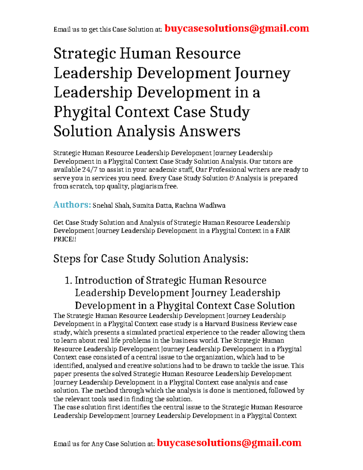 Case Solution Strategic Human Resource Leadership Development Journey ...