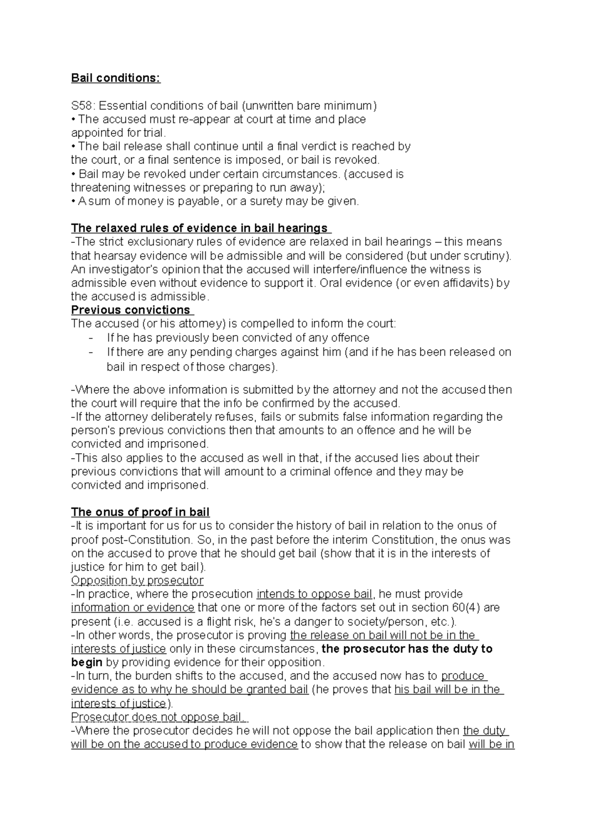 Bail conditions - Bail conditions: S58: Essential conditions of bail ...