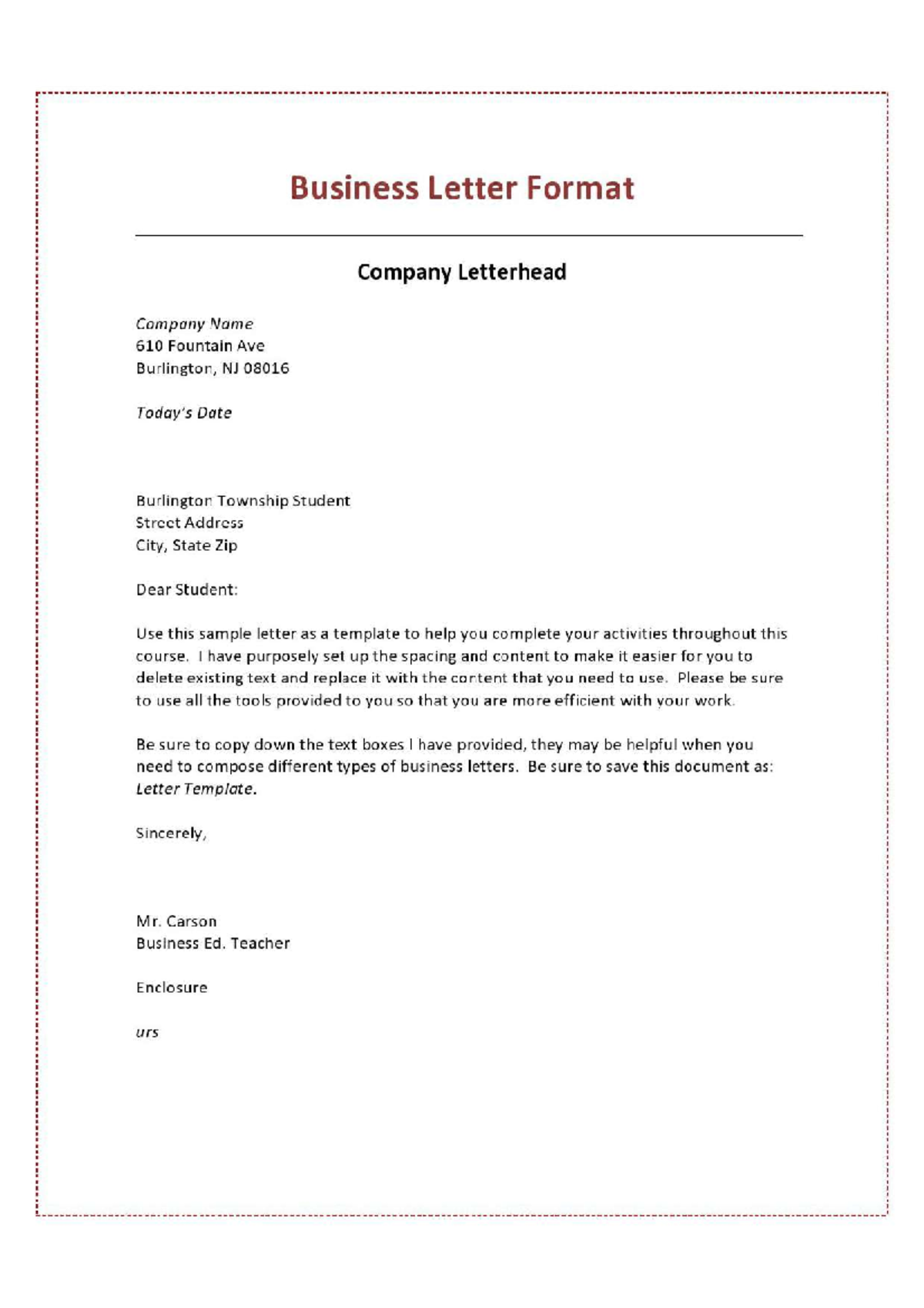 Business letter template 01 - Information management - Studocu