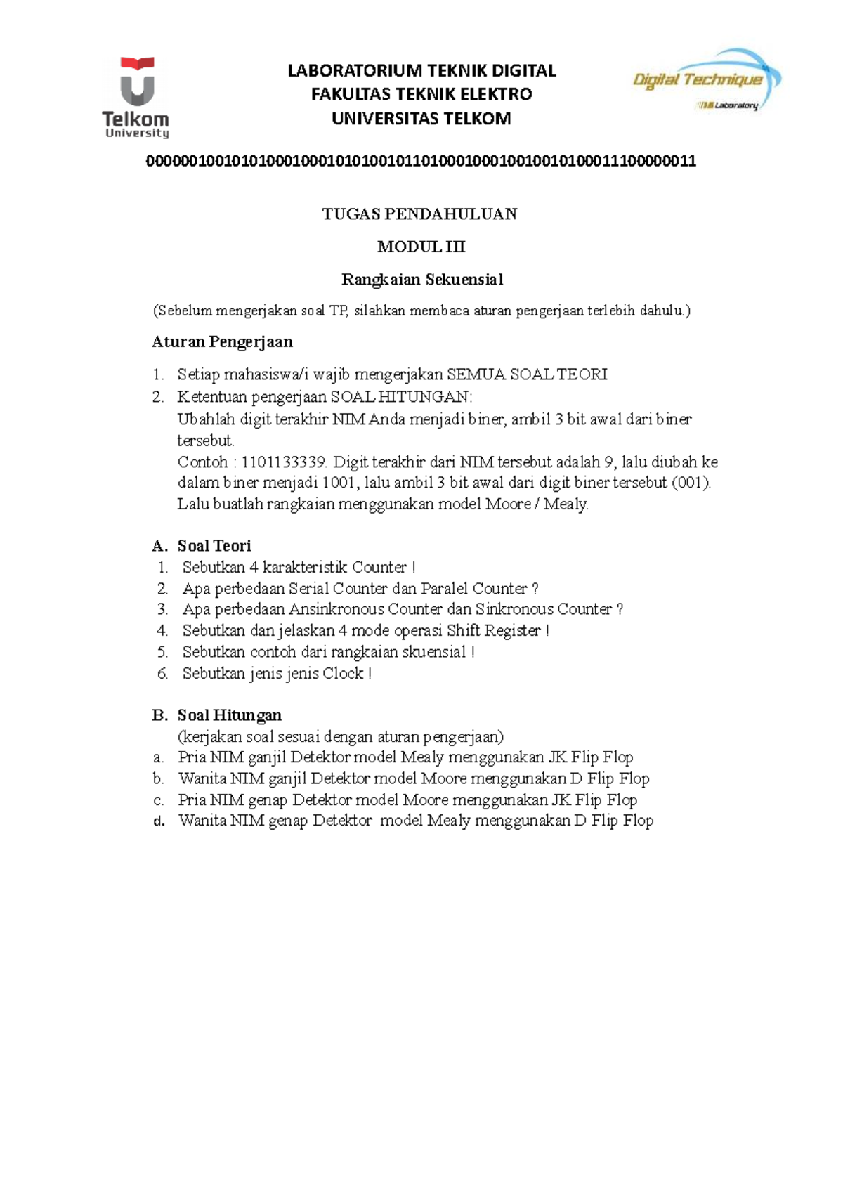 TP Modul 3 - Electrical Circuit Laboratorium tasks - LABORATORIUM TEKNIK DIGITAL FAKULTAS TEKNIK ...