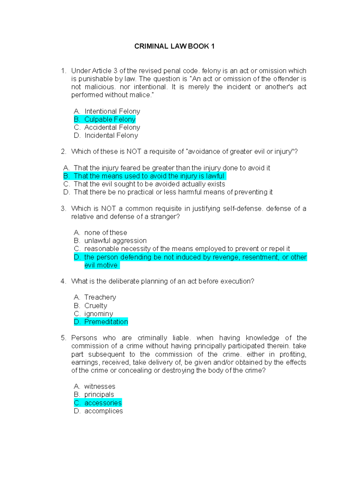 Criminal LAW - UNKNOWN - CRIMINAL LAW BOOK 1 Under Article 3 of the ...