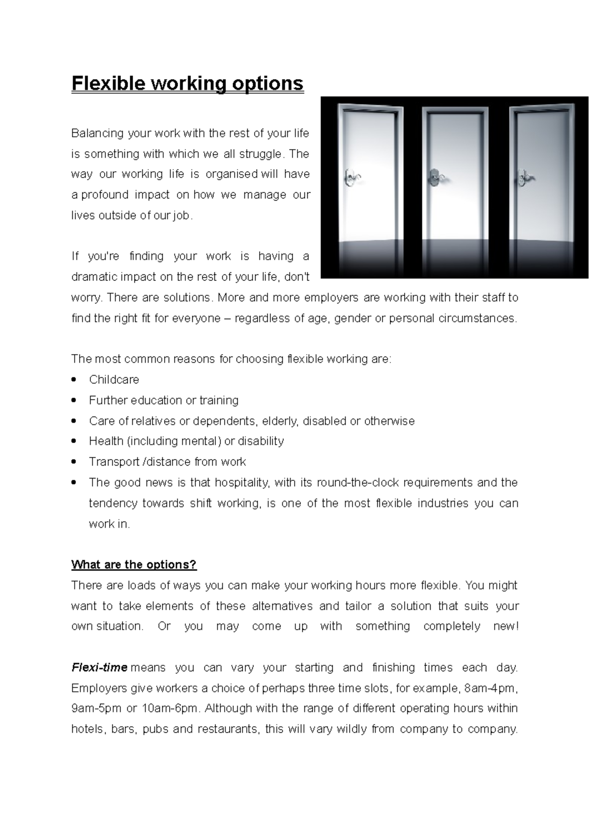 Flexible working options - Flexible working options Balancing your work ...