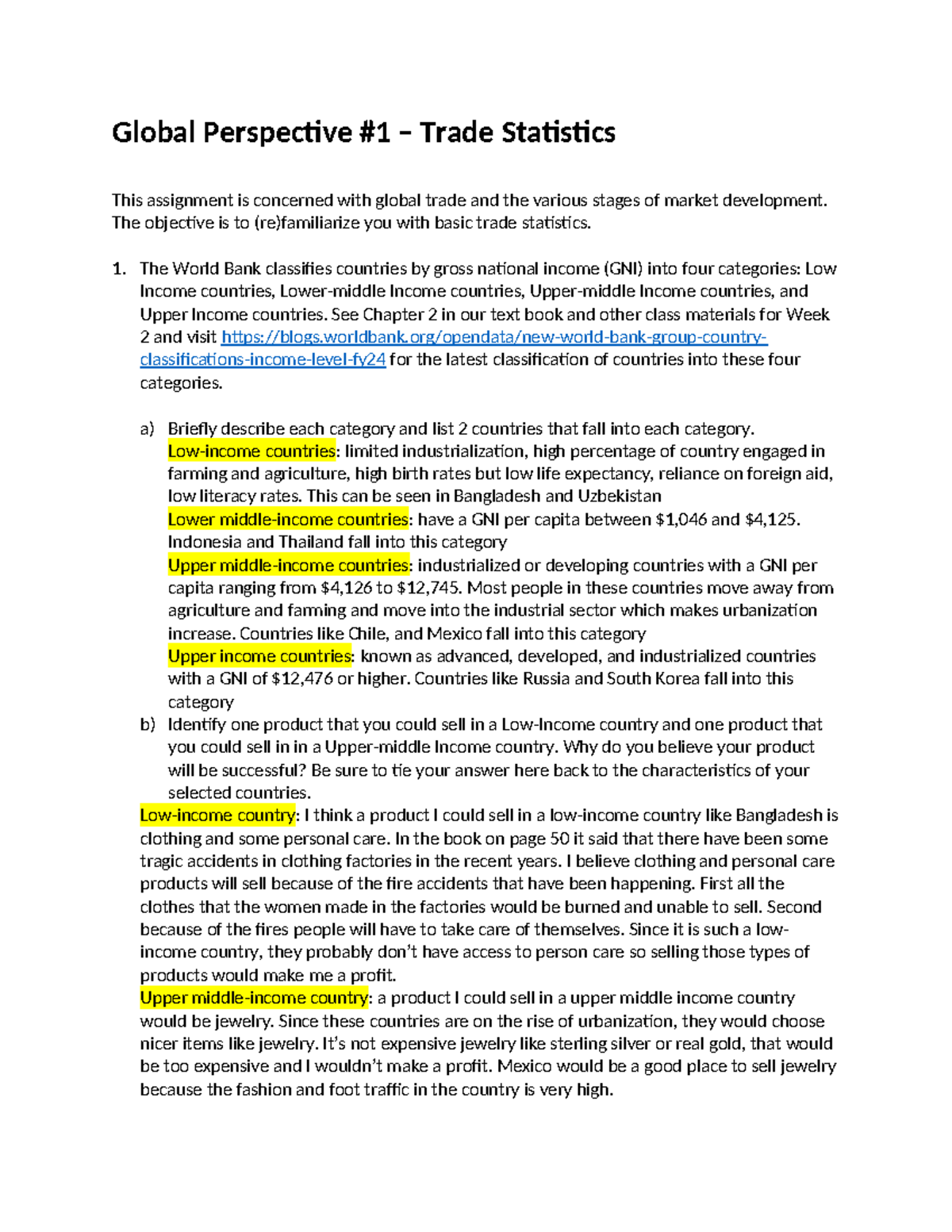 Global Perspective #1 - WB Country Classification and Trade Statistics ...