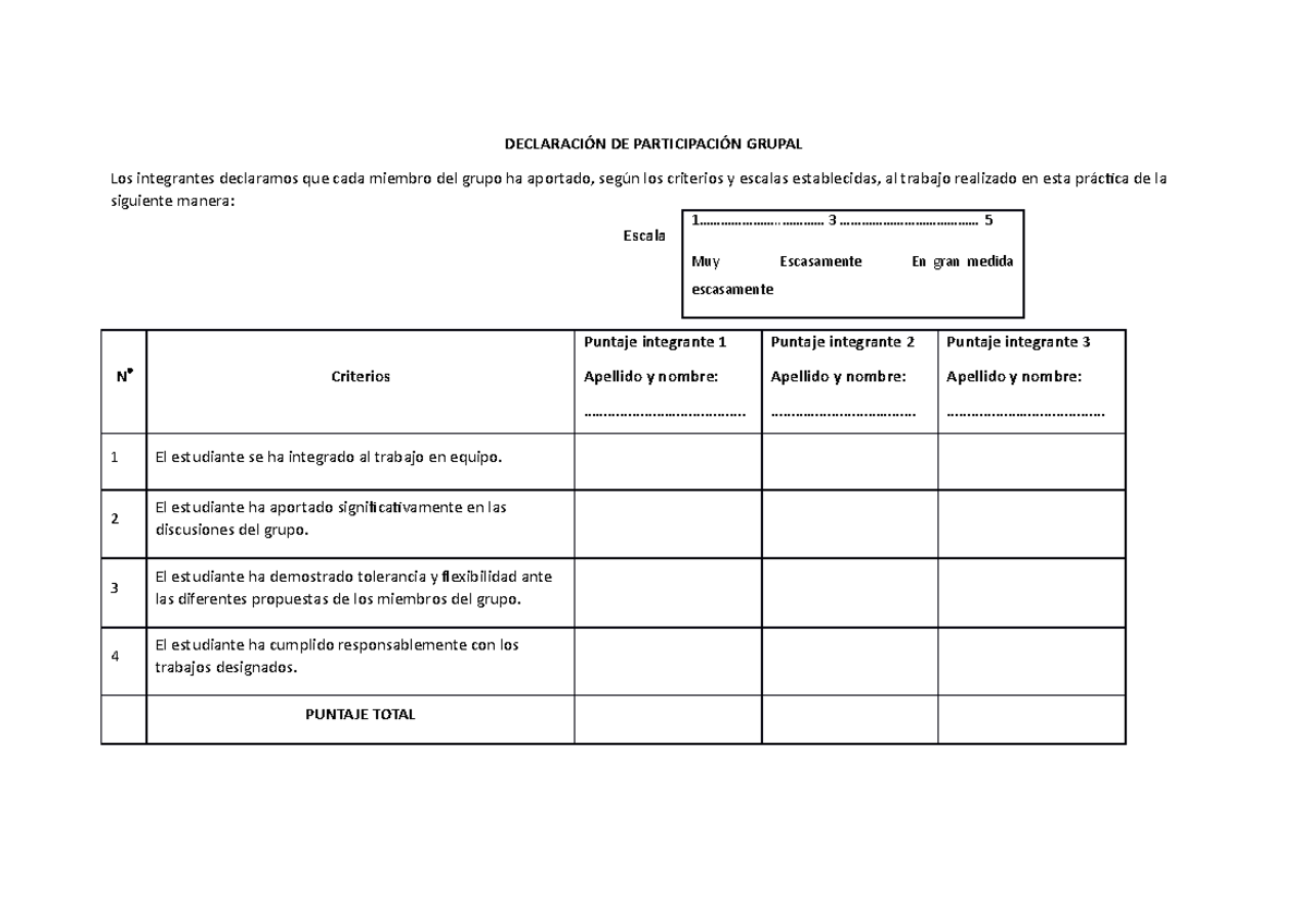 Declaración DE Participación Grupal PC 23 0 - DECLARACIÓN DE ...