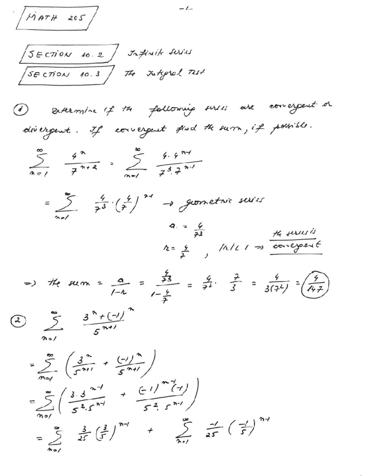 Review Sections 10.2 and 10 - MATH 205 - Studocu