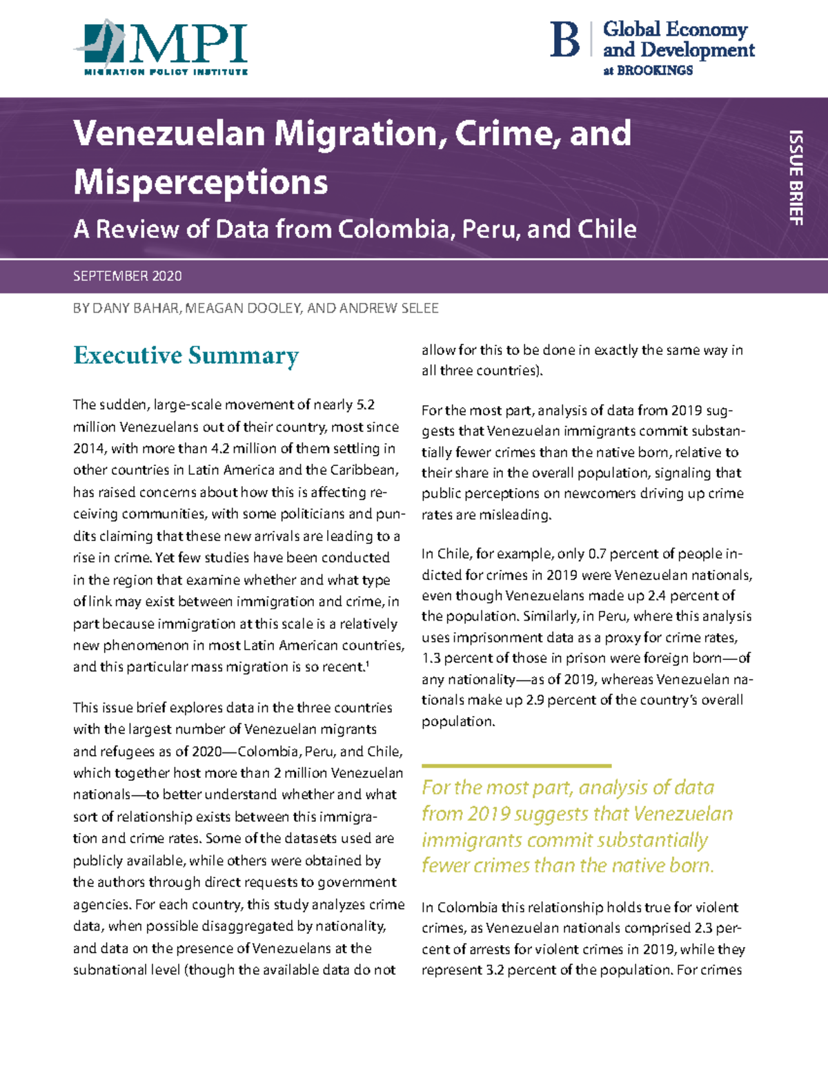 Migration crime latam eng final - Executive Summary The sudden, large ...
