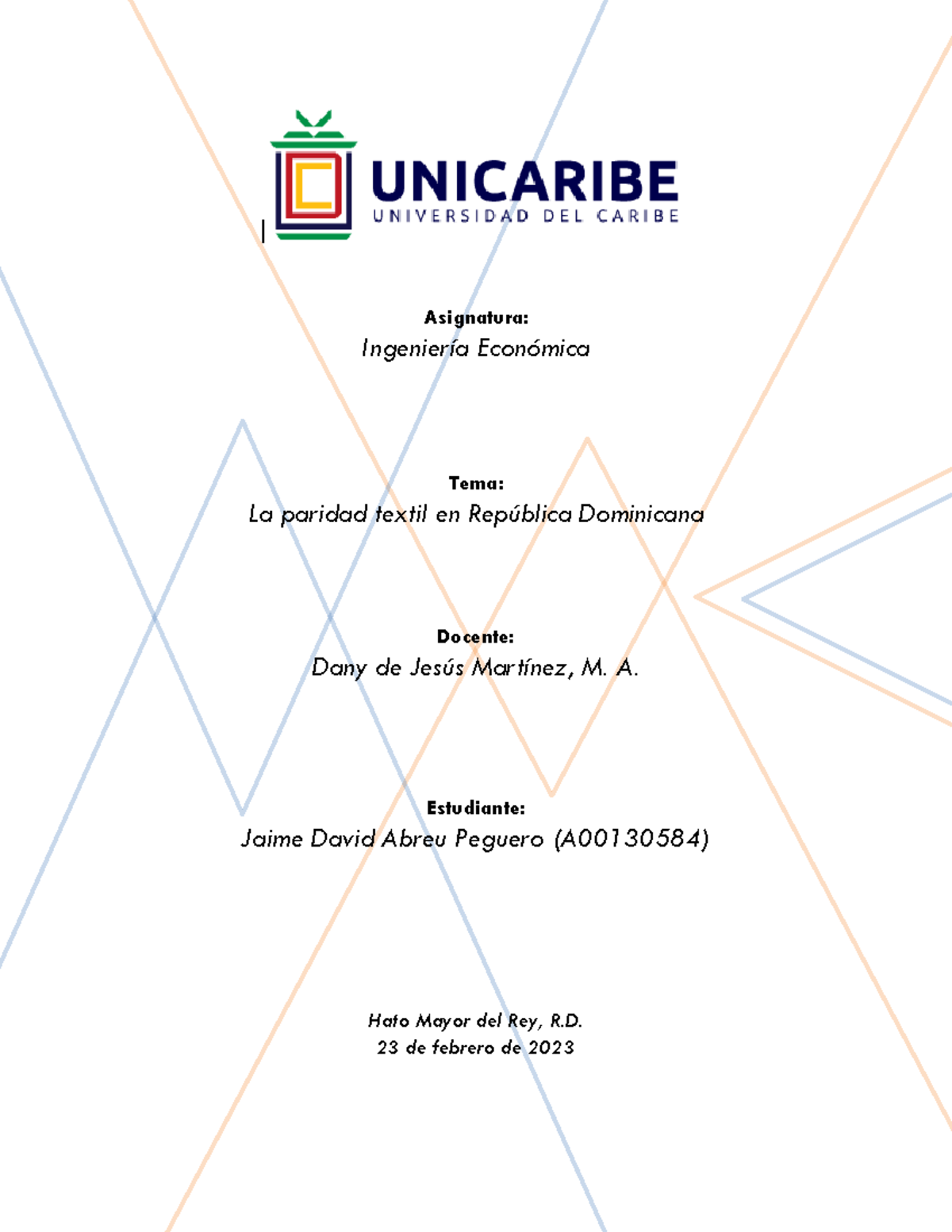 La paridad textil, trabajo final - Información rd - UCE - Studocu