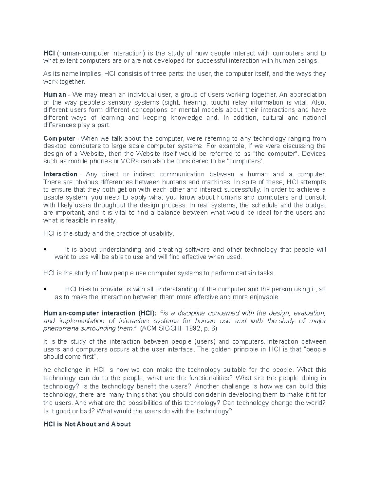 HCI reviewer - HCI (human-computer interaction) is the study of how ...