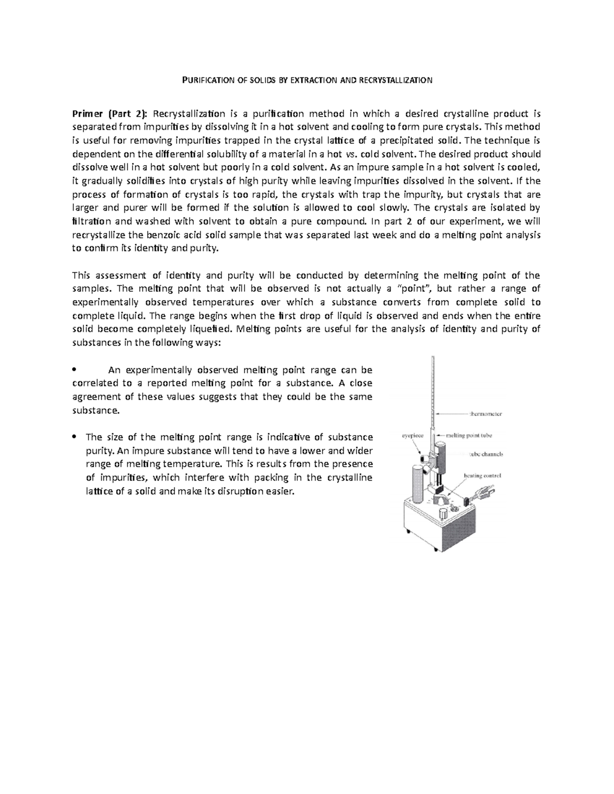 Purification of solids by extraction and recrystallization, part 2 ...