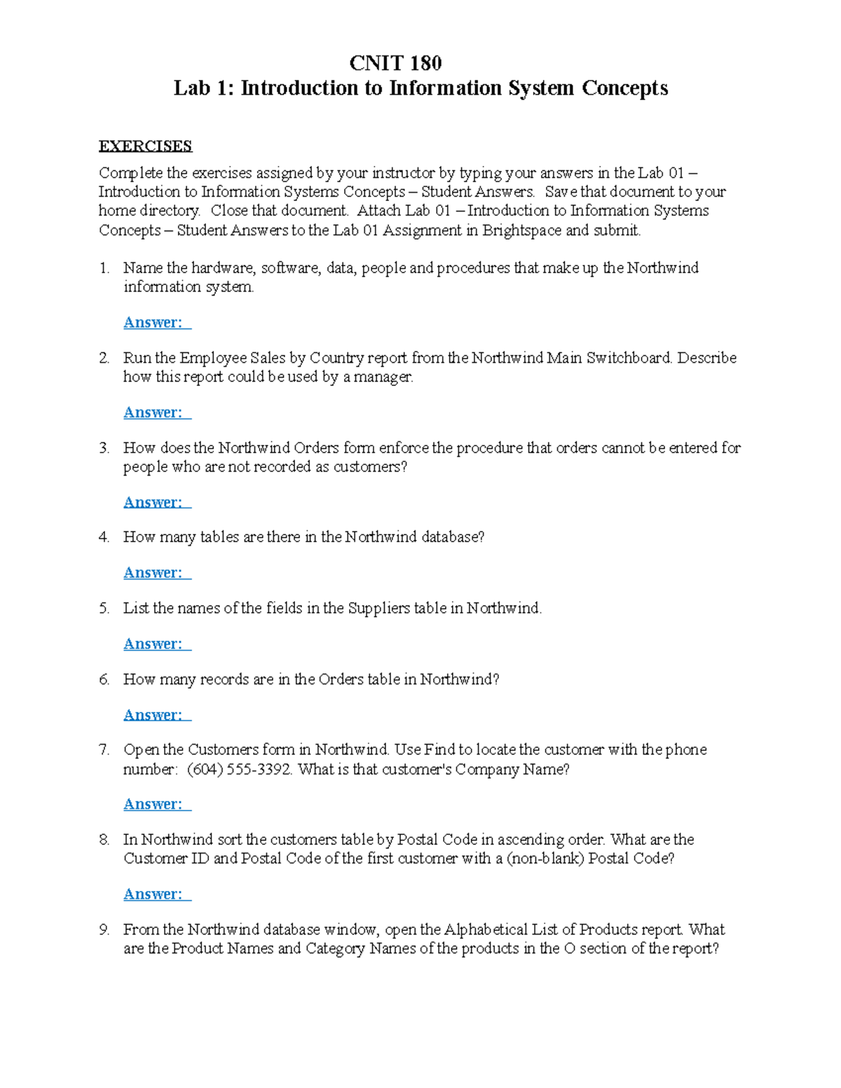 Lab 01 - Introduction to Information Systems Concepts - Student Answers ...