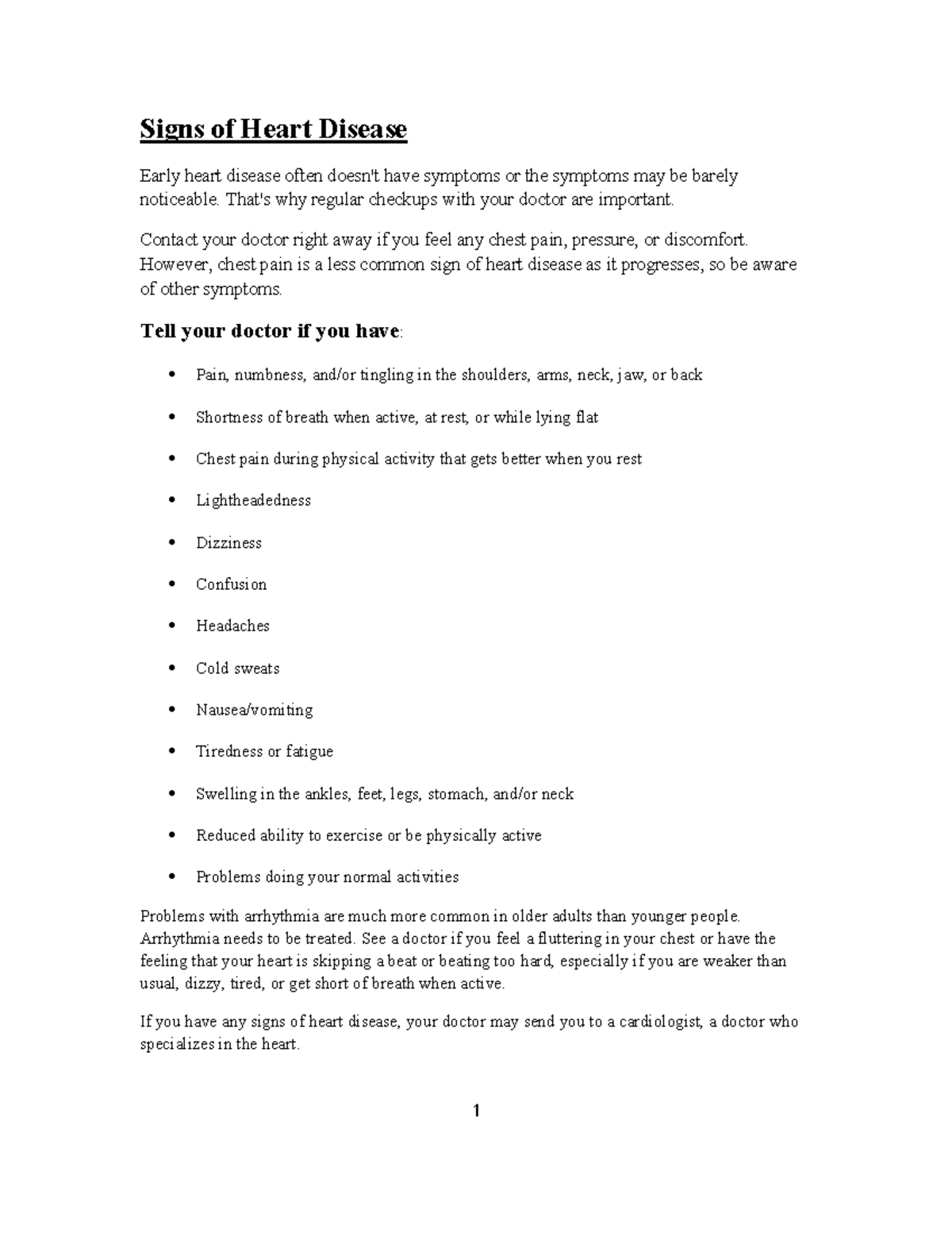 Signs of Heart Disease - Nil - Signs of Heart Disease Early heart ...