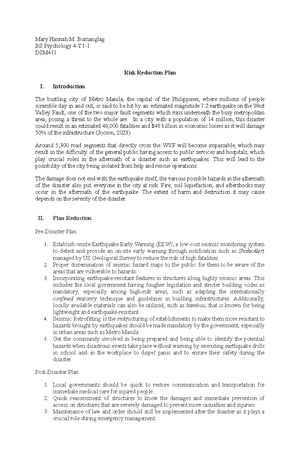 Activity 1- DRR - DRR table - I. CYCLONE WIND SPEED DESCRIPTION ...