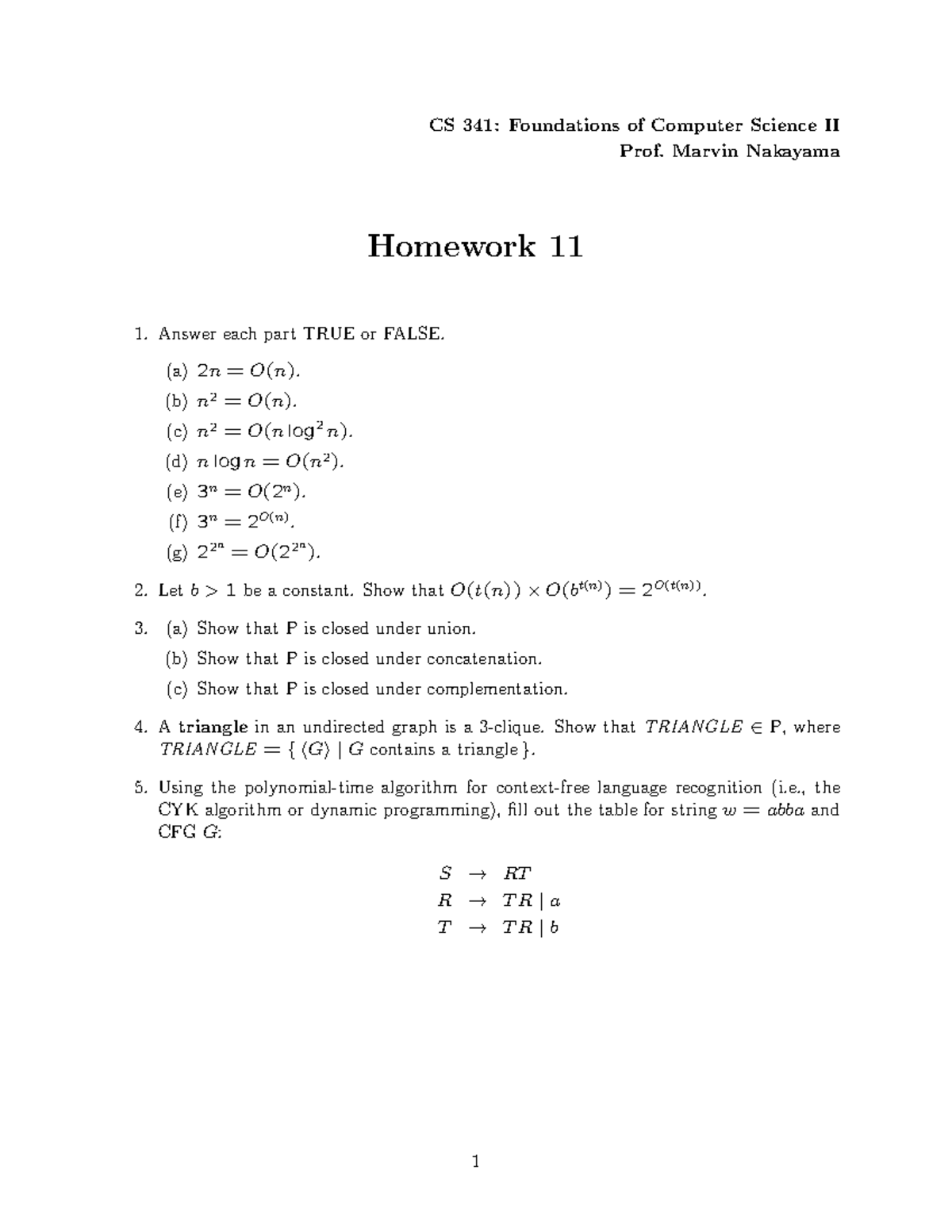 Hw11 - Homework 11 about chapter 11 for CS341 - CS 341: Foundations of Computer Science II Prof ...