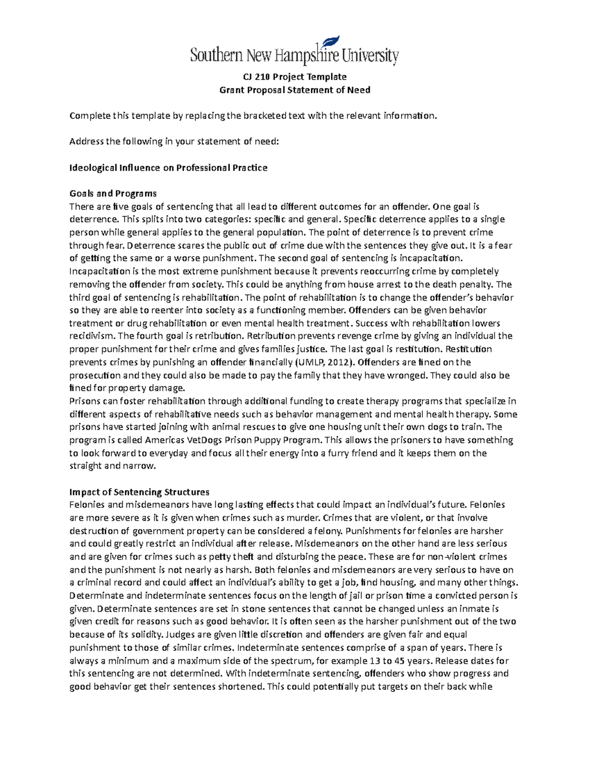 Cj 210 project - CJ 210 Project Template Grant Proposal Statement of ...