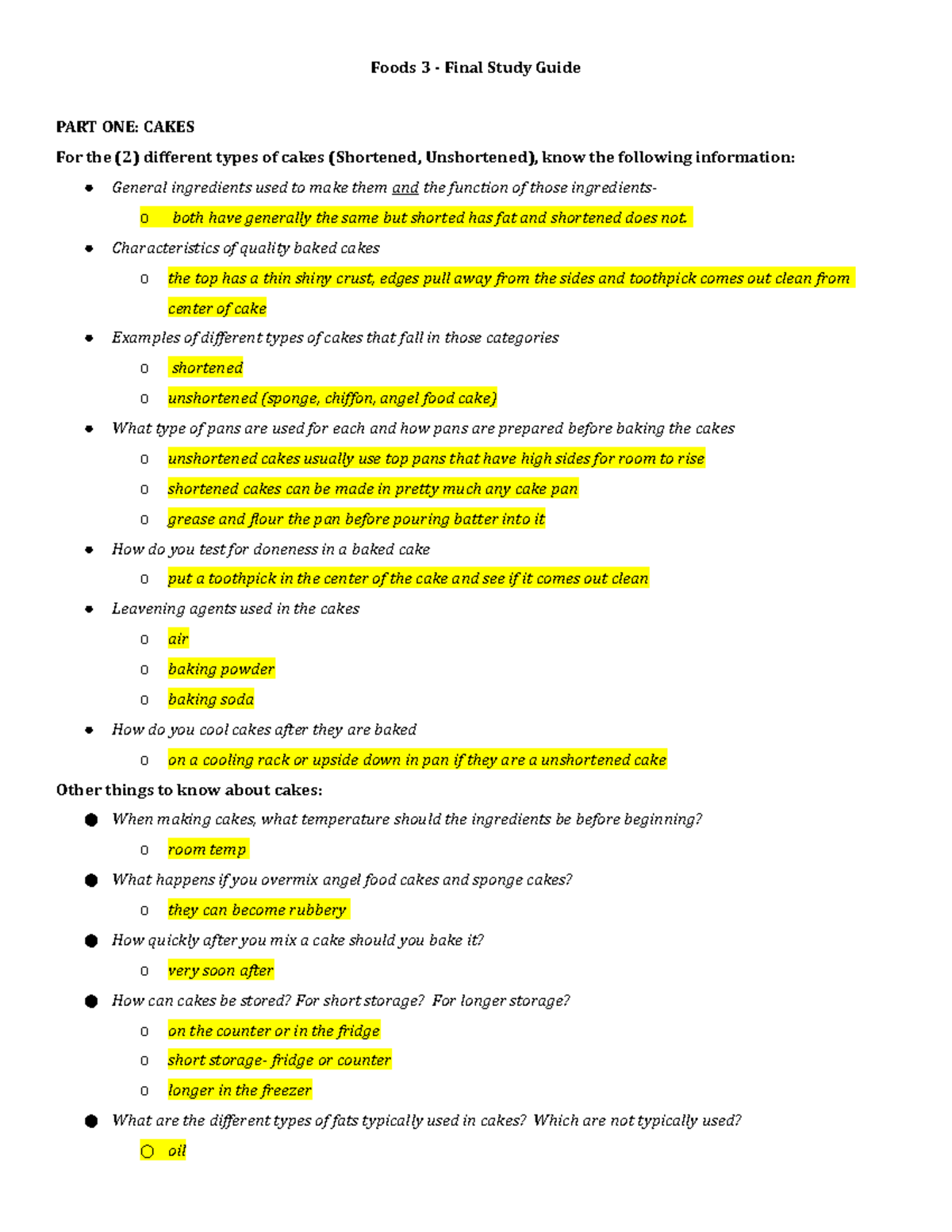 Culinary 3 Final Exam study guide Spring 2022 - Foods 3 - Final Study ...