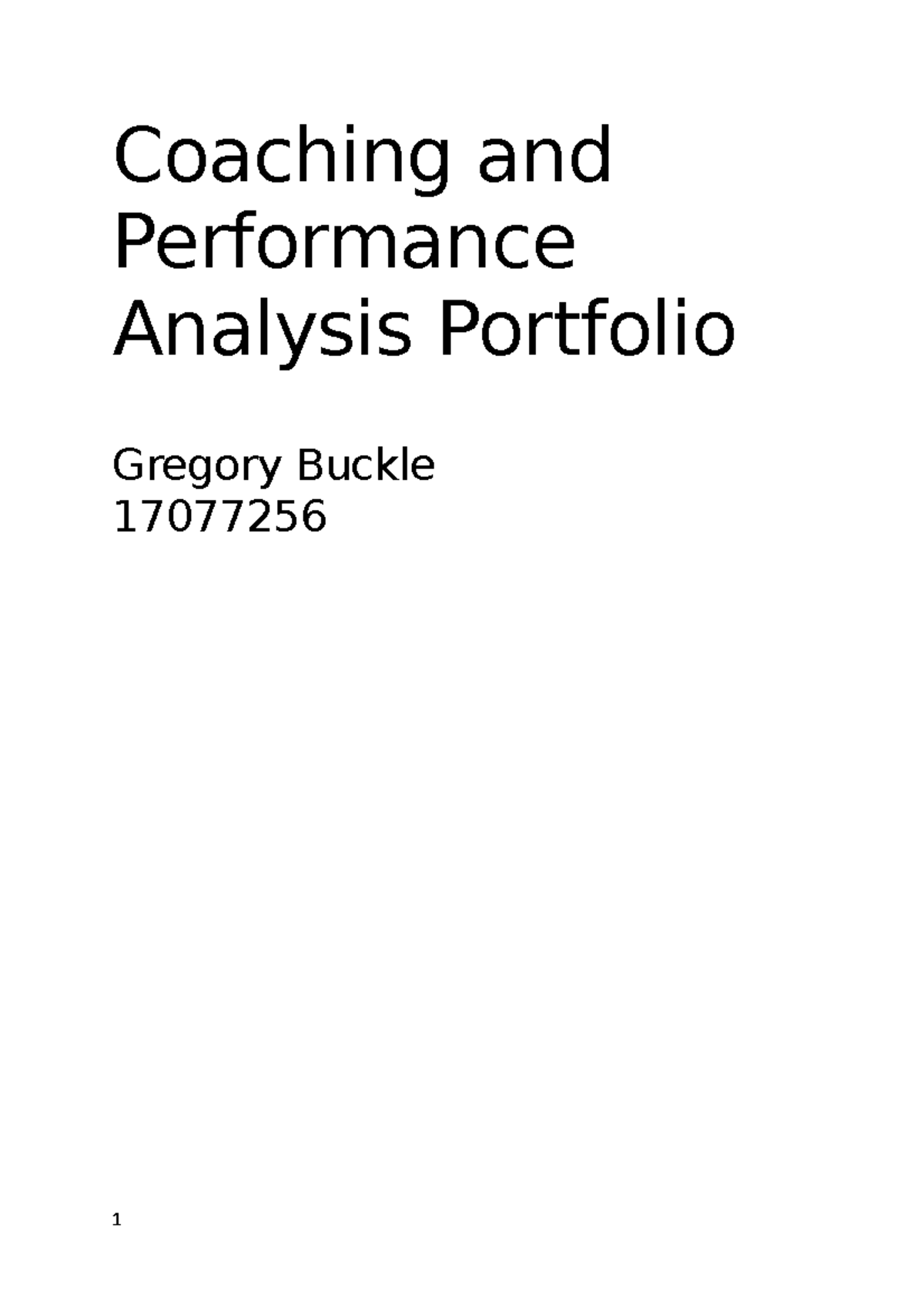 Coaching and Performance Analysis Portfolio - 855Z3709 - MMU - Studocu