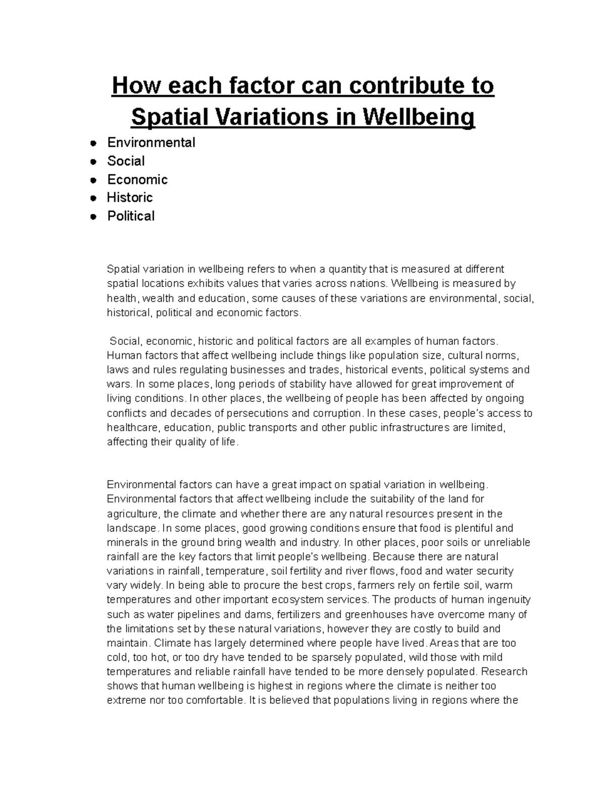 Spatial Variations in Wellbeing - How each factor can contribute to ...