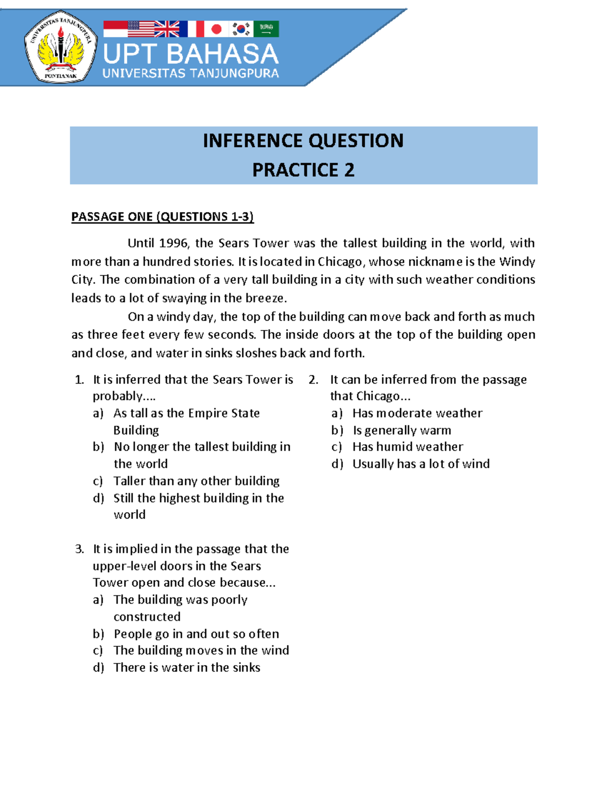 2 Practice 2 Inference Question - INFERENCE QUESTION PRACTICE 2 PASSAGE ...