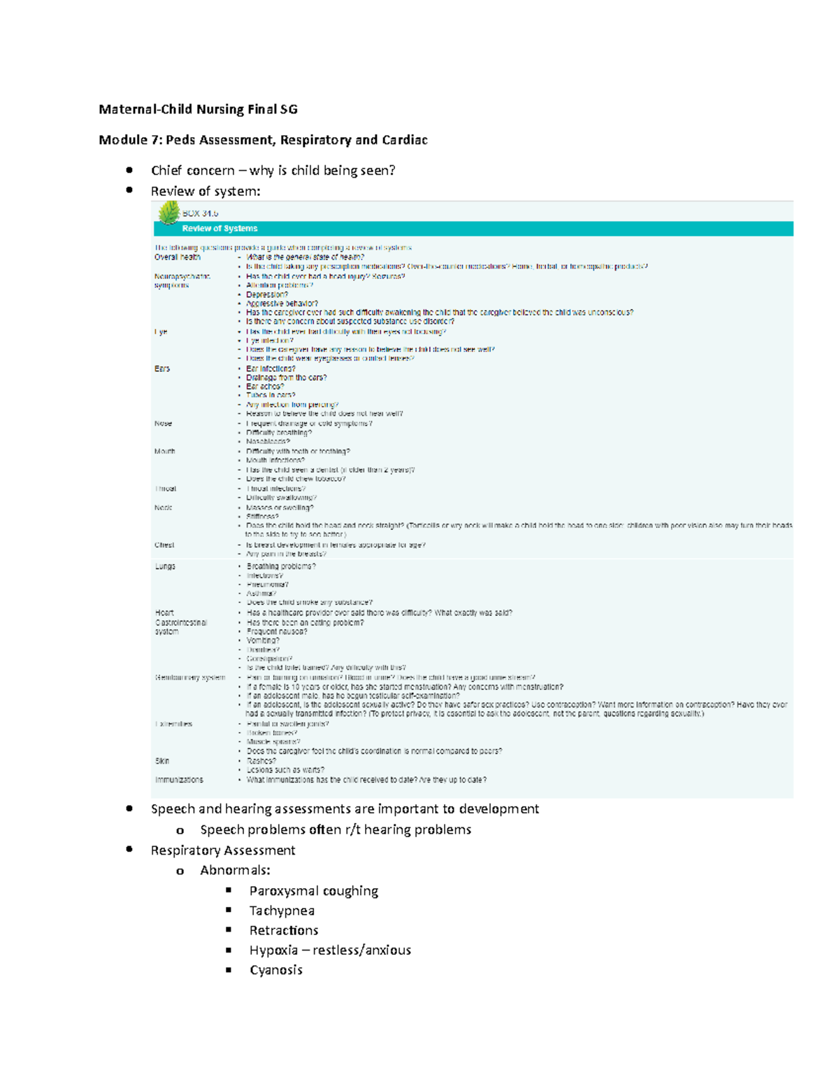Mom Baby Final SG - Maternal-Child Nursing Final SG Module 7: Peds ...