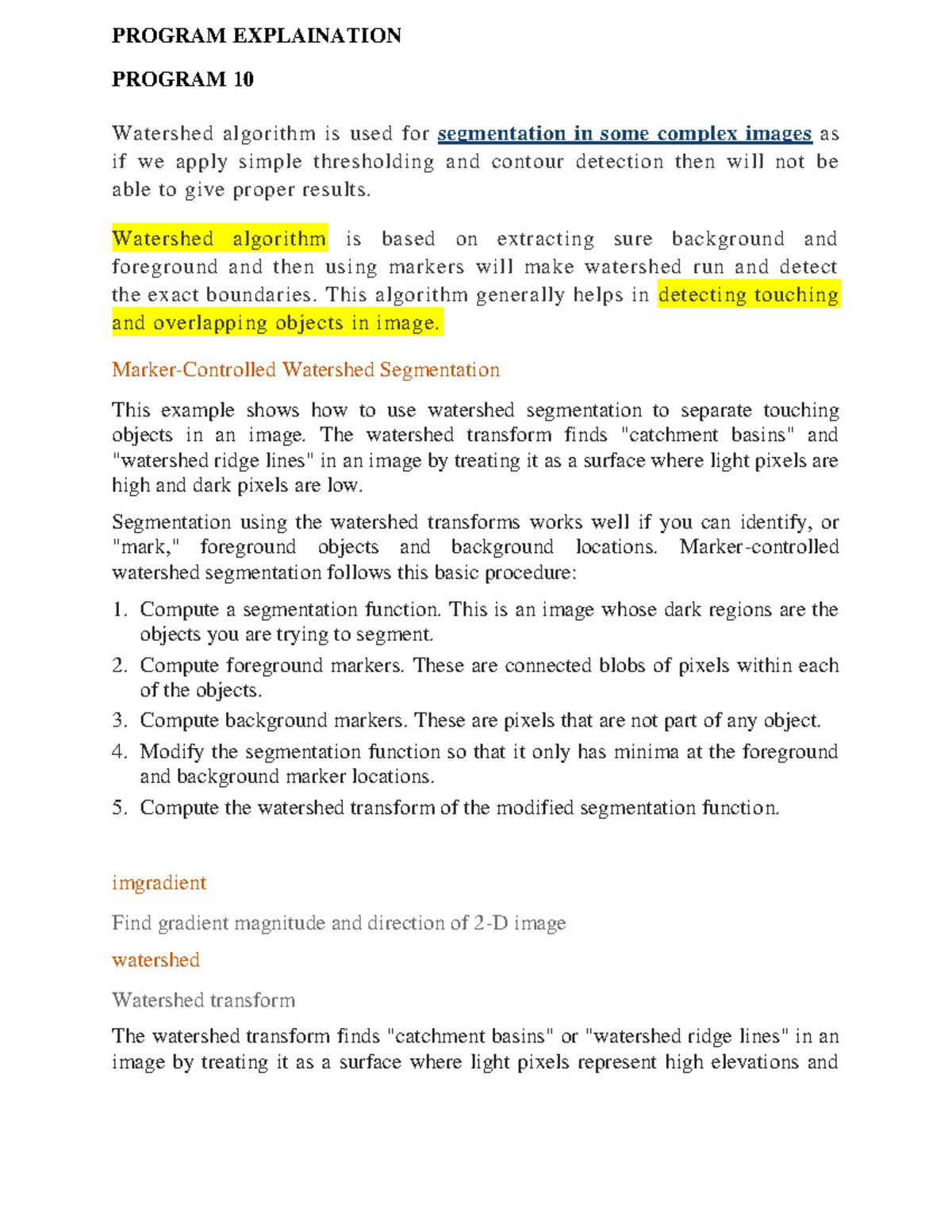 Program Explaination - Nothing - PROGRAM EXPLAINATION PROGRAM 10 ...