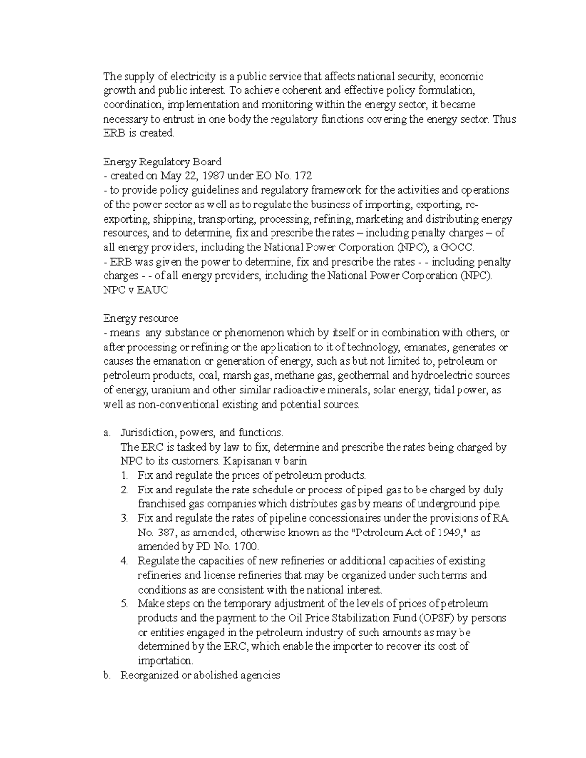 Energy Regulatory Board - The supply of electricity is a public service ...