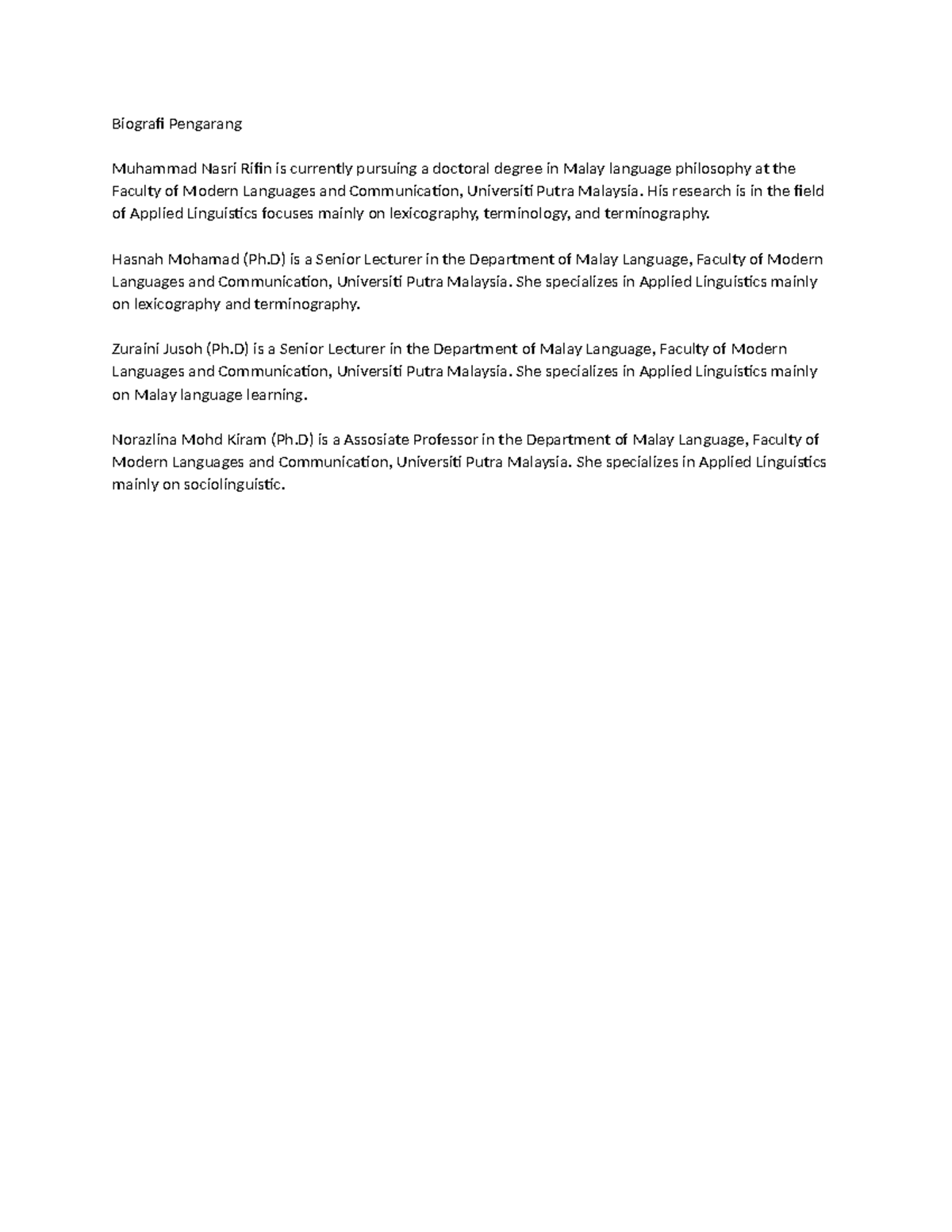 Biografi Pengarang - Biografi Pengarang Muhammad Nasri Rifin is ...