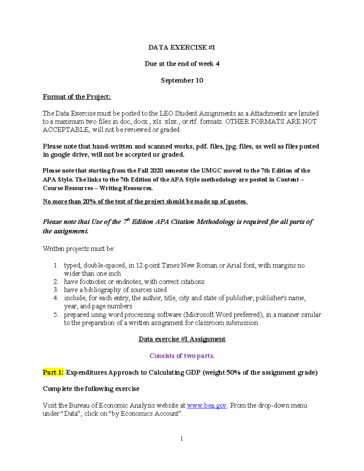 Data Exercise 1 2023 Assign Desc - DATA EXERCISE Due at the end of week 4 September 10 Format of ...