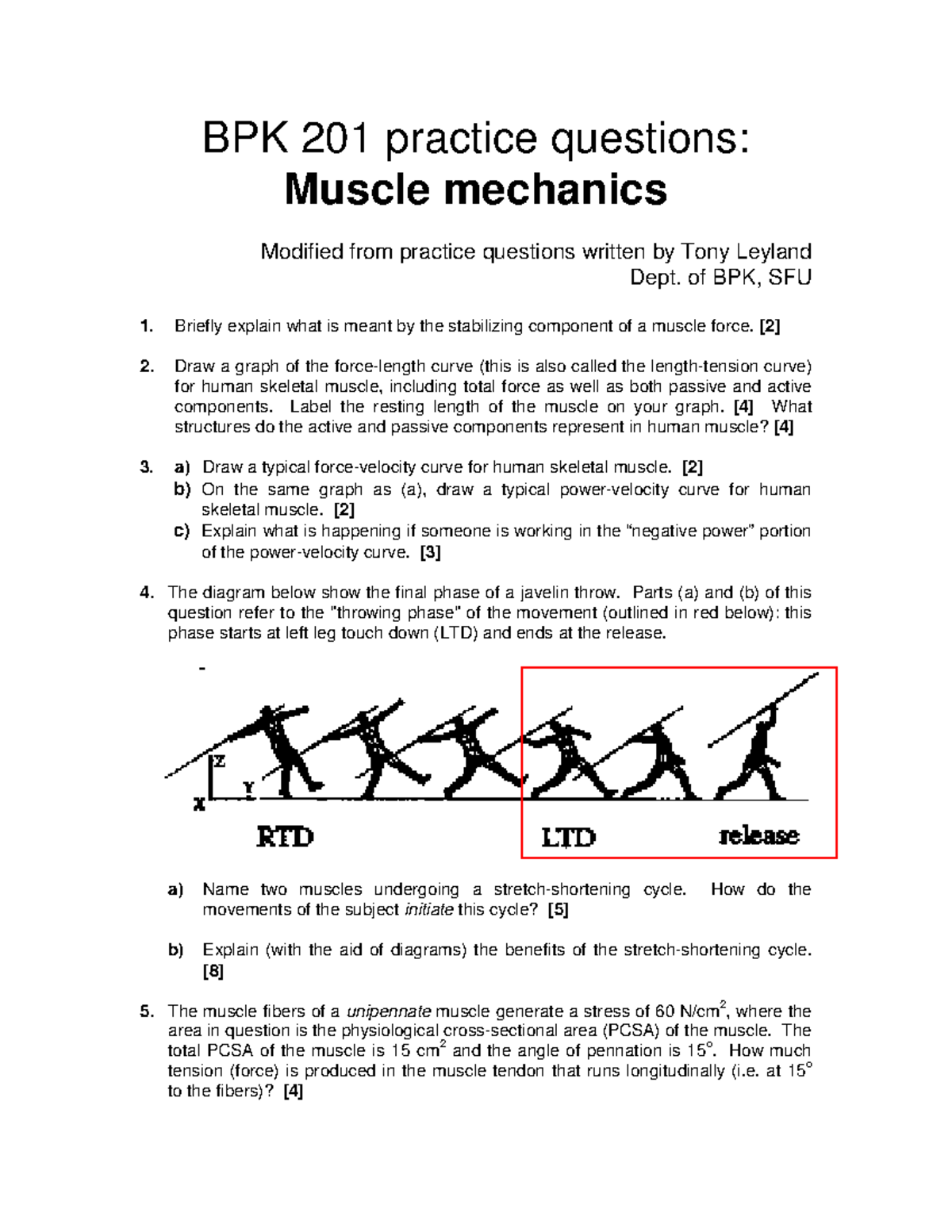 Muscle Q - BPK 201 practice questions: Muscle mechanics Modified from ...
