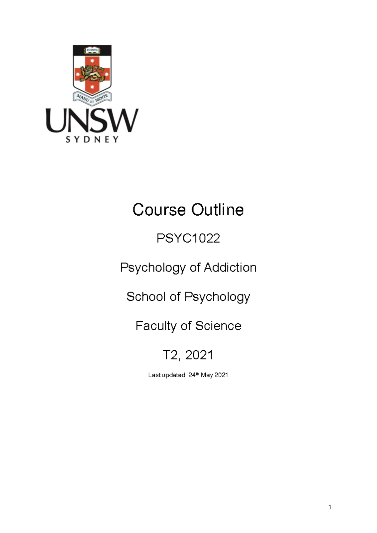 2021 Subject Outline - PSYC1022 - UNSW Sydney - Studocu
