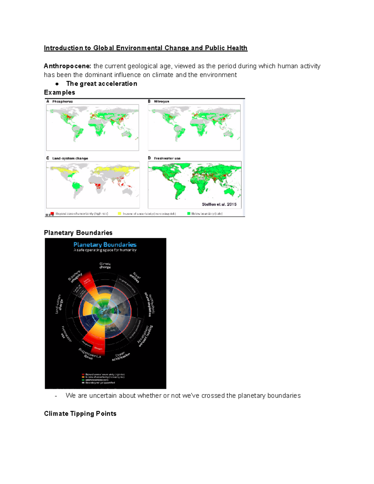 ENV H 220 Notes - Introduction to Global Environmental Change and ...