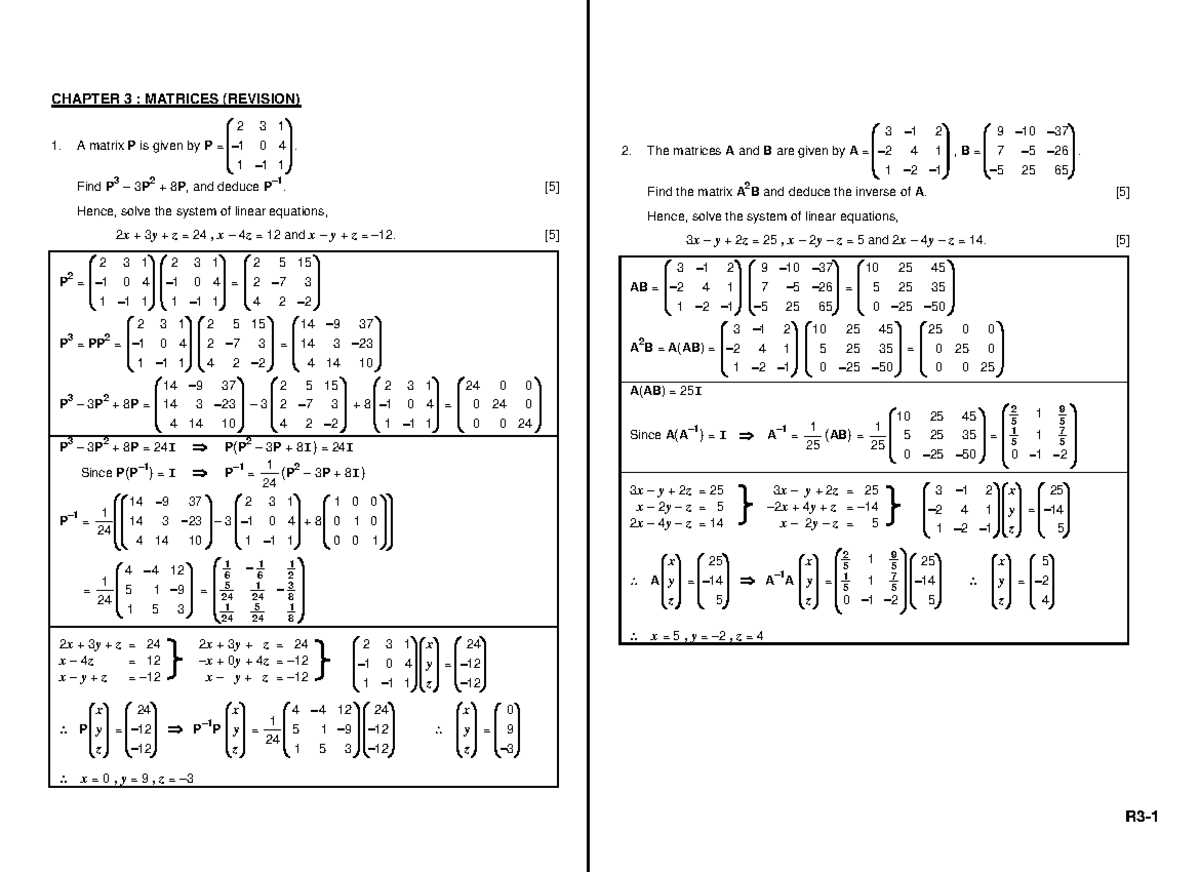 2020 3R Matrices ans - ADASD - CHAPTER 3 : MATRICES (REVISION) A matrix ...