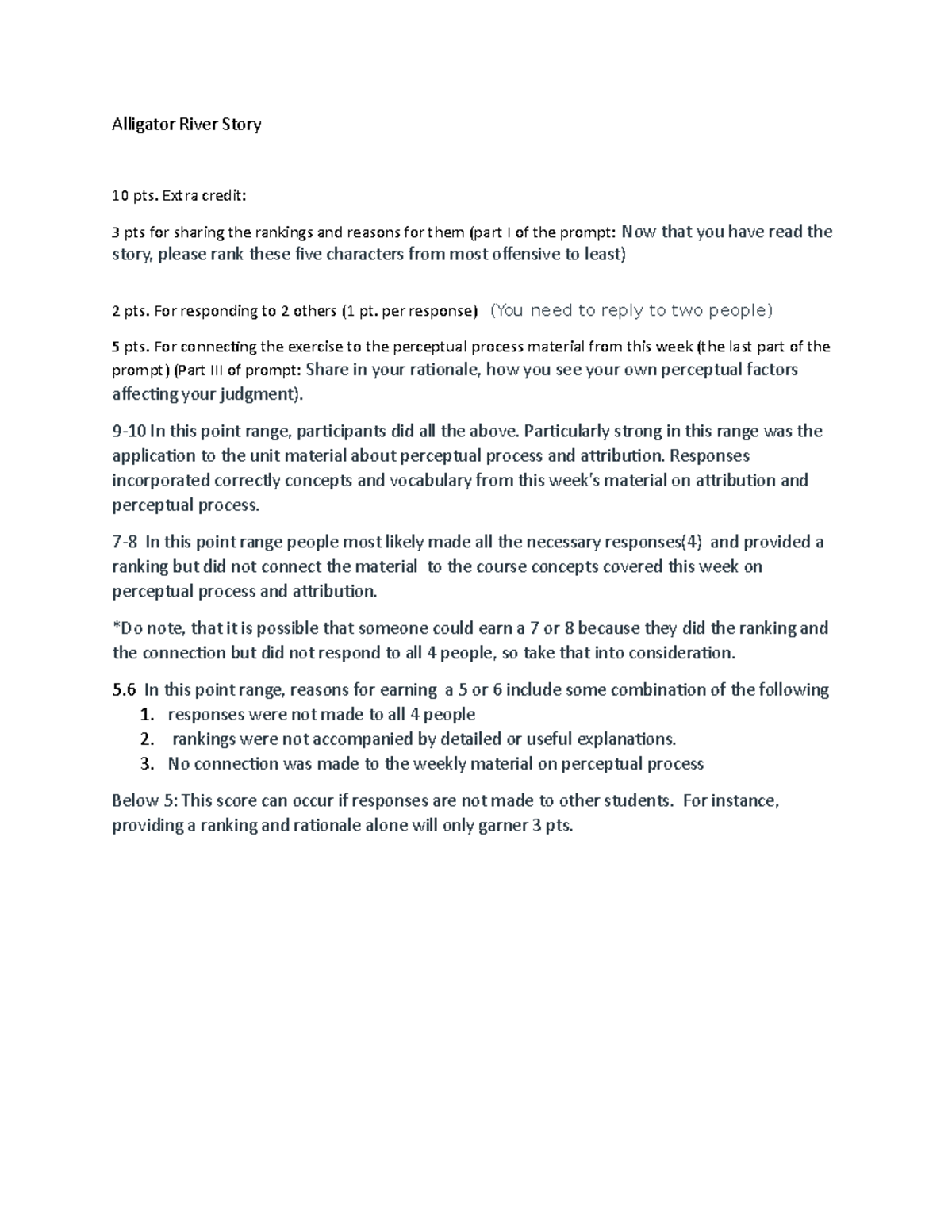 Alligator River Story - Extra credit: 3 pts for sharing the rankings ...